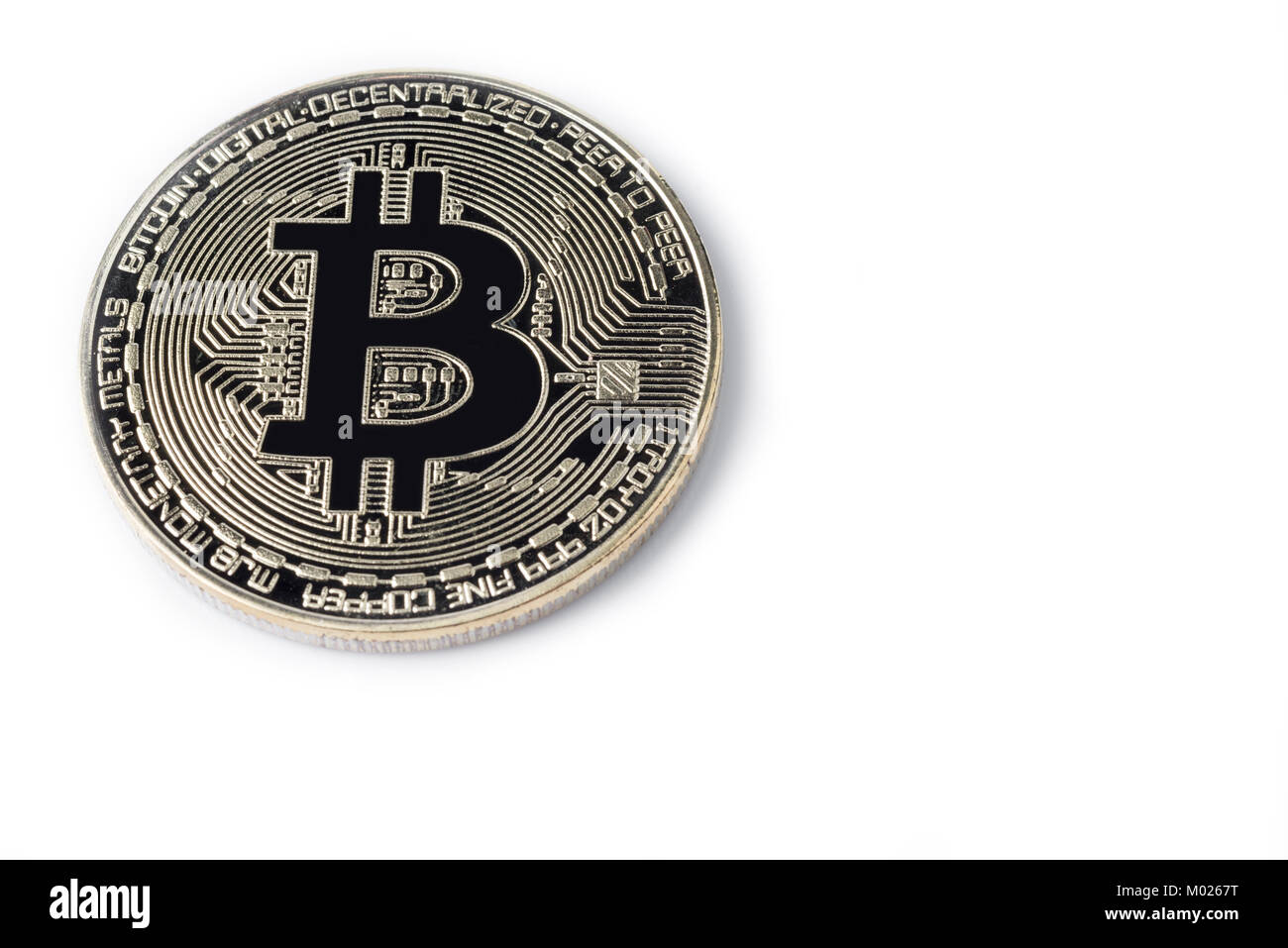 Face of the crypto currency golden bitcoin isolated on white background ...