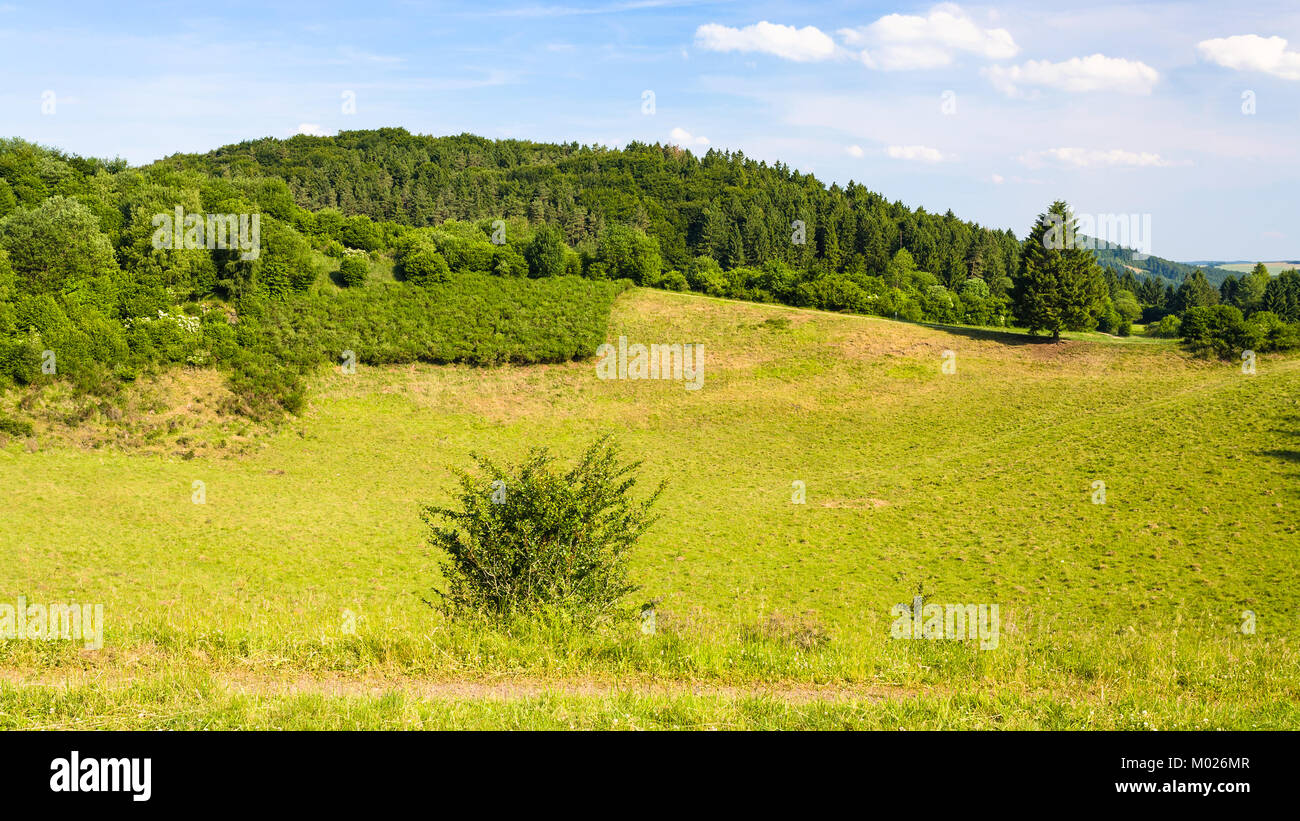 travel to Germany - low green hills in Eifel mountain range in Nature ...