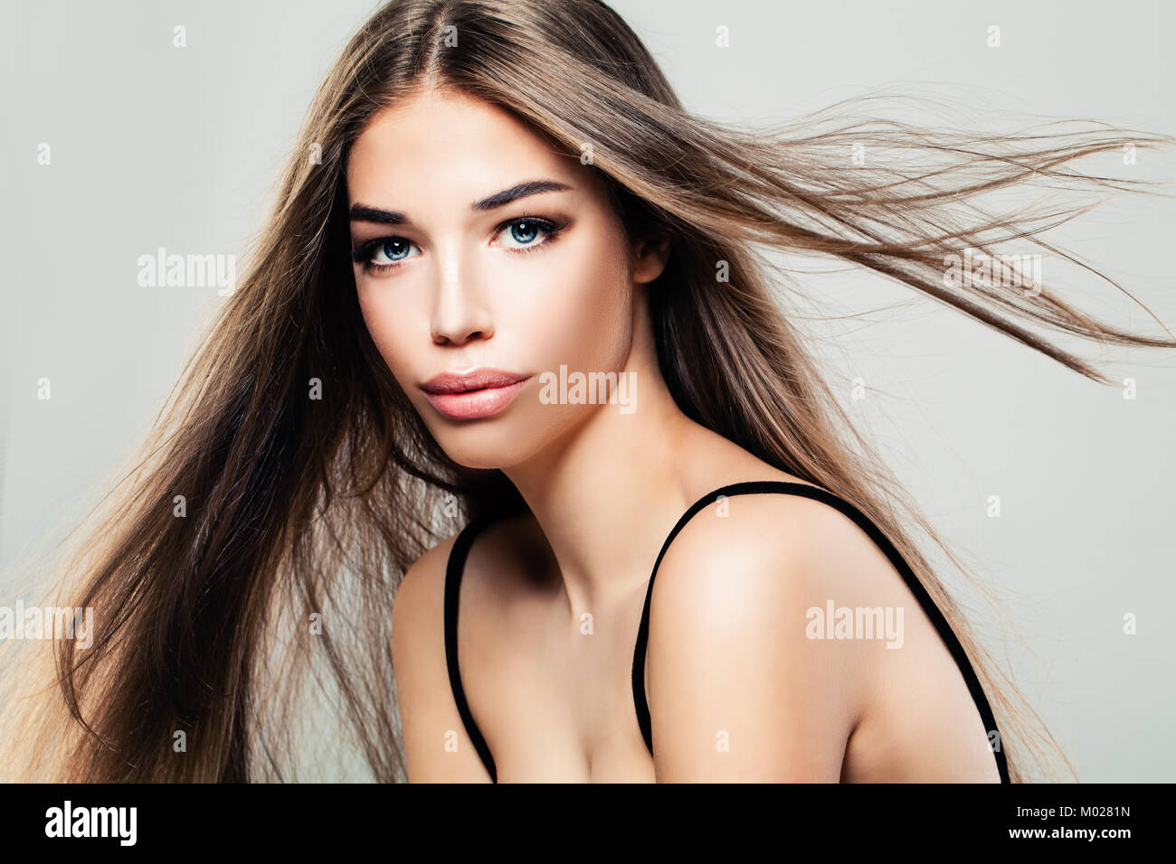 Beautiful model girl with long shiny hair hi-res stock photography and ...