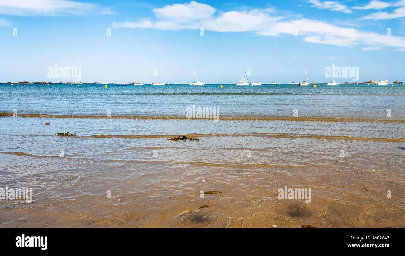 travel to France - view of on bay Anse de Launay from beach Plage de la ...