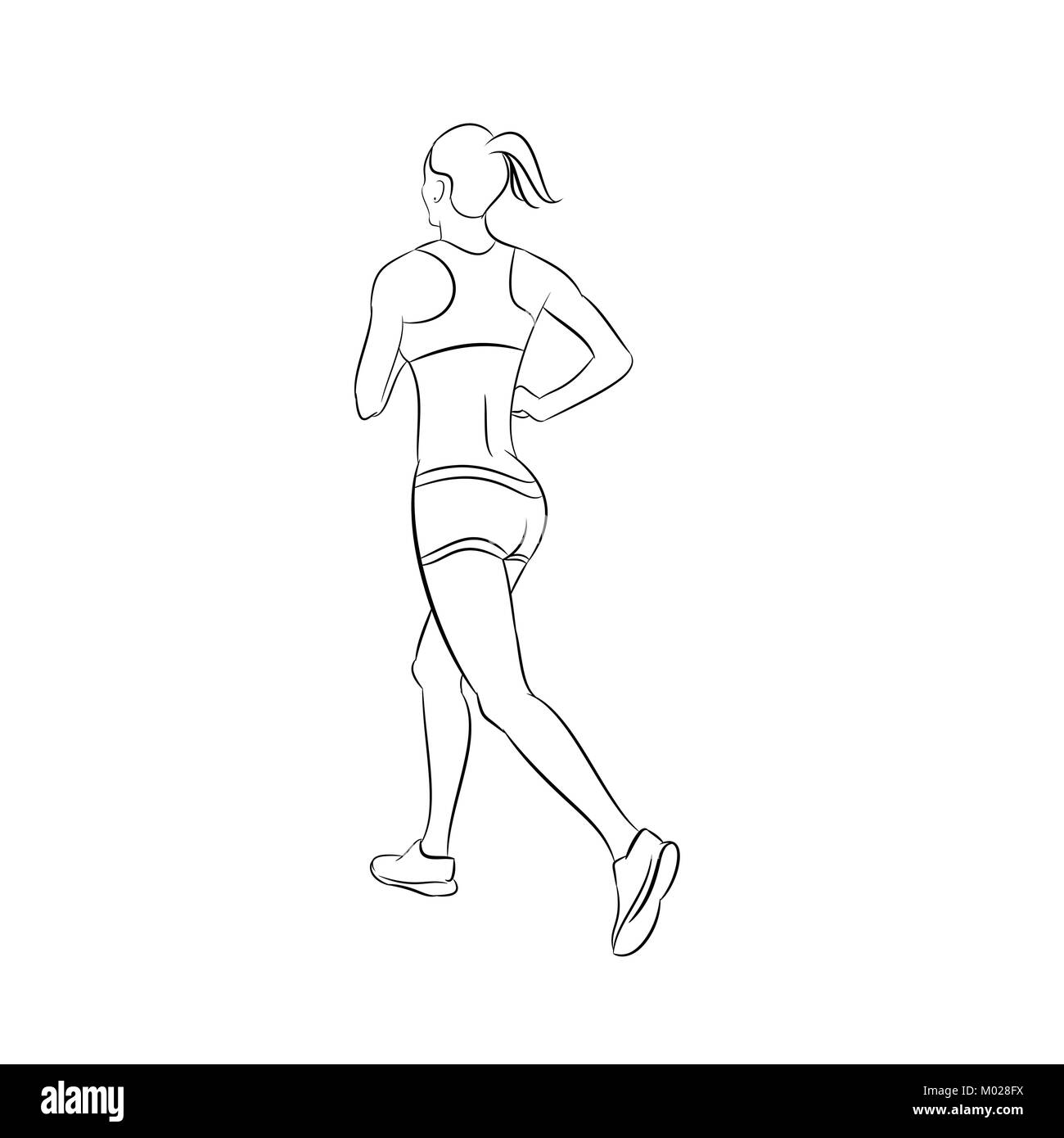 Illustration of an attractive running woman silhouette, sports concept ...