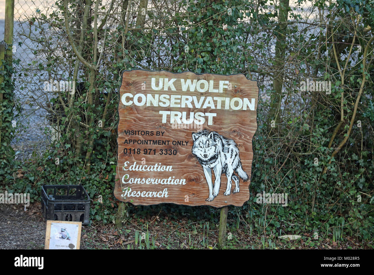 The entrance to the UK Wolf Conservation Trust's premises in Reading ...