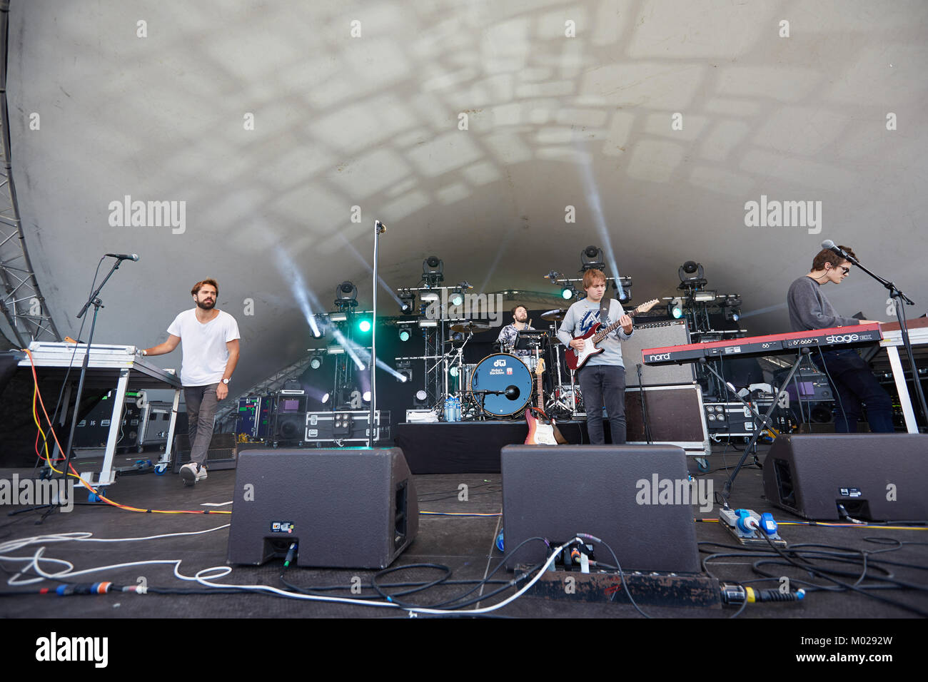 The Norwegian indie electronica band Lemaitre performs a live concert ...