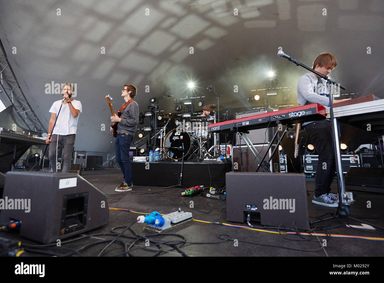 The Norwegian indie electronica band Lemaitre performs a live concert ...