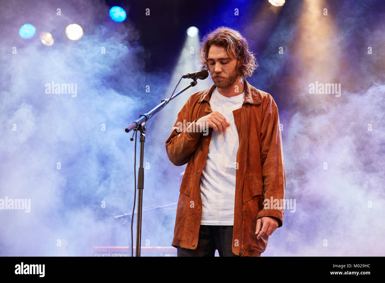 The Australian singer and songwriter Matt Corby performs a live concert ...