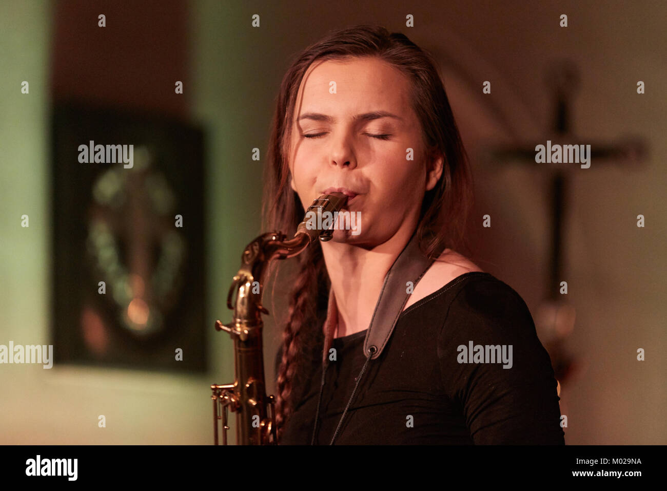 The Norwegian saxophonist Mette Henriette performs a live concert at St ...