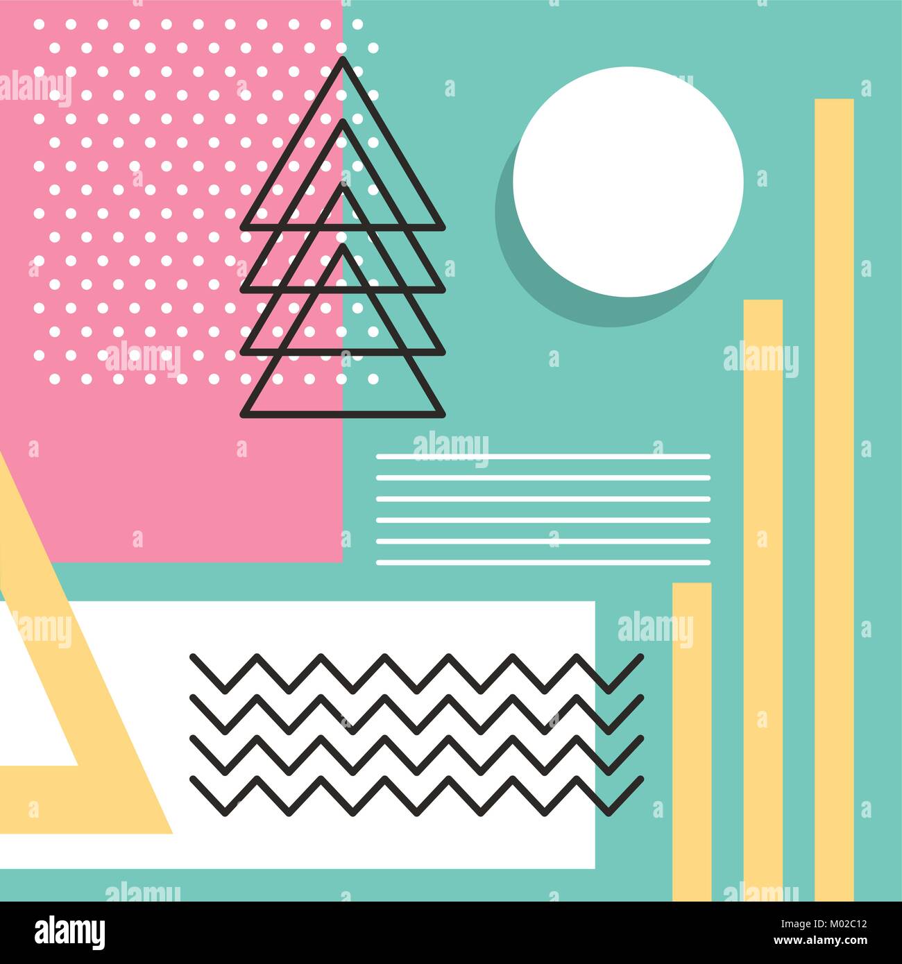 memphis style pattern repeating geometric shape pastel color Stock ...