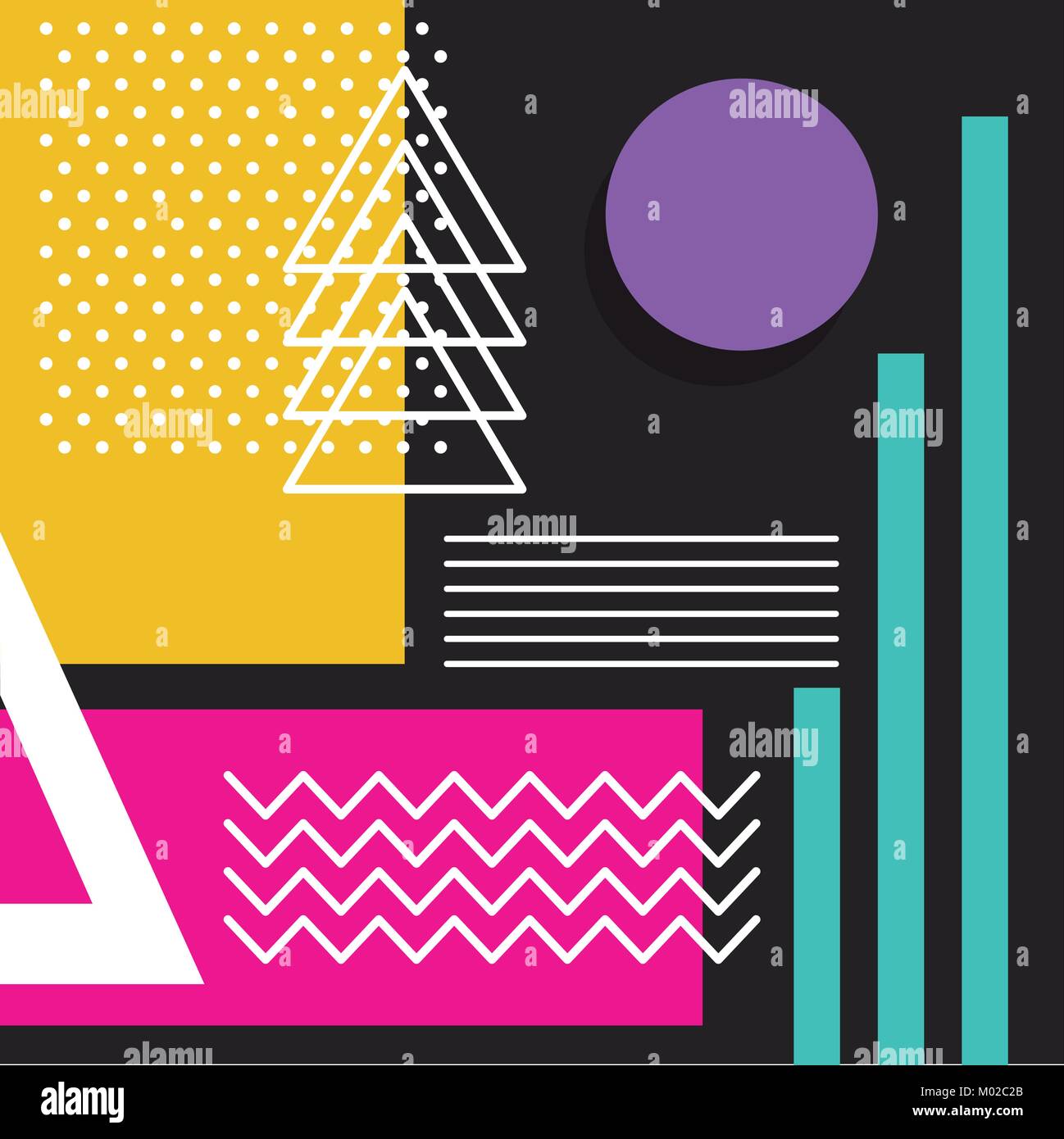 memphis style pattern repeating geometric shape pastel color and dark ...