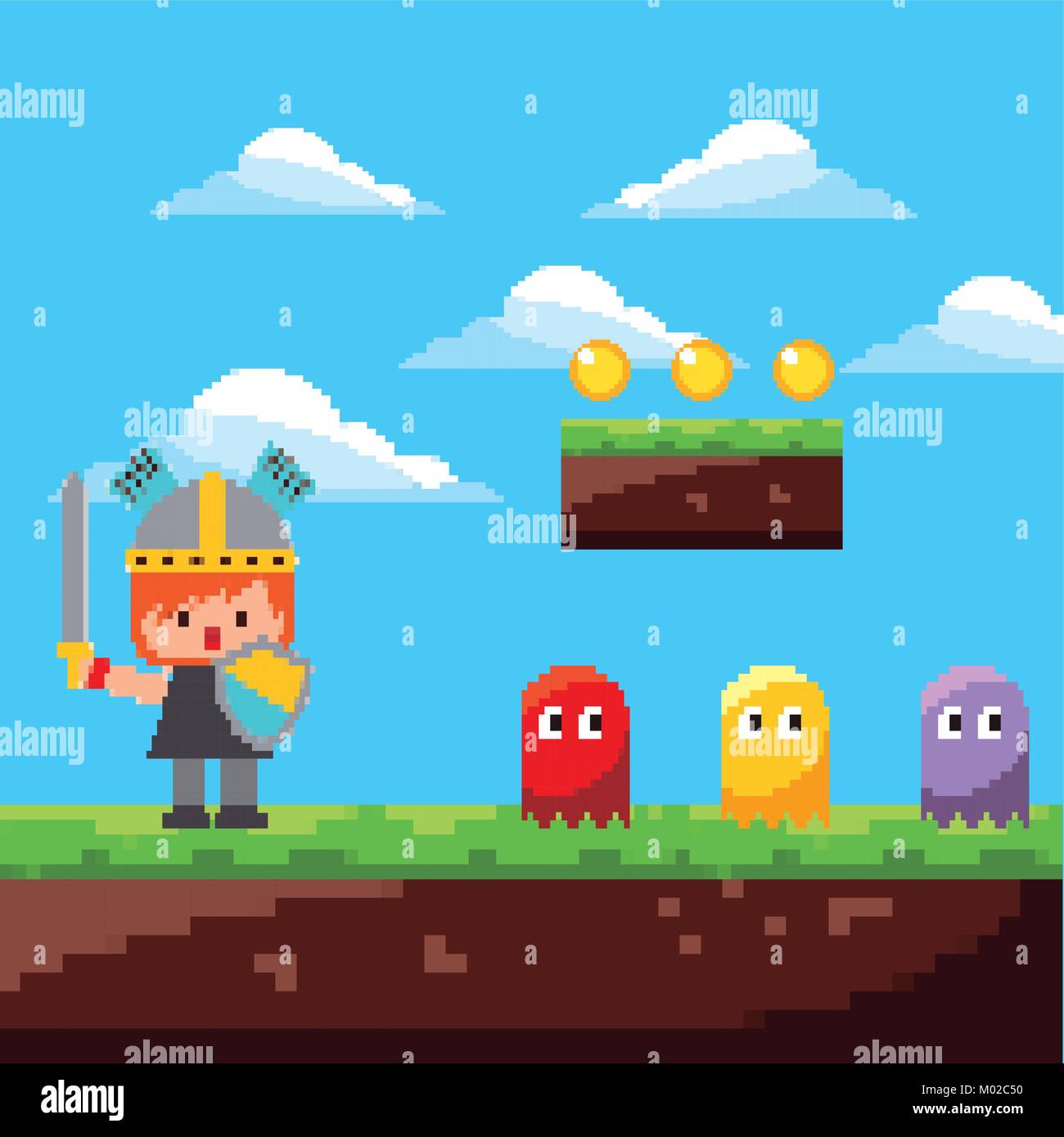 Pixel 8 bit game landscape hi-res stock photography and images - Alamy