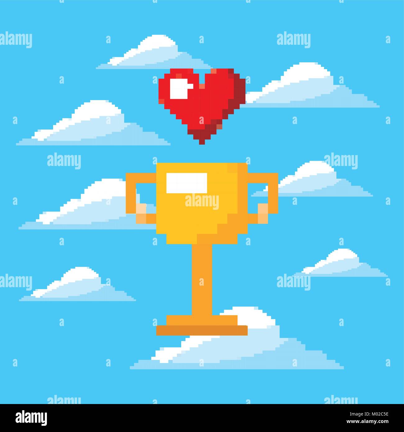 pixel game trophy and heart life prize play Stock Vector Image & Art ...