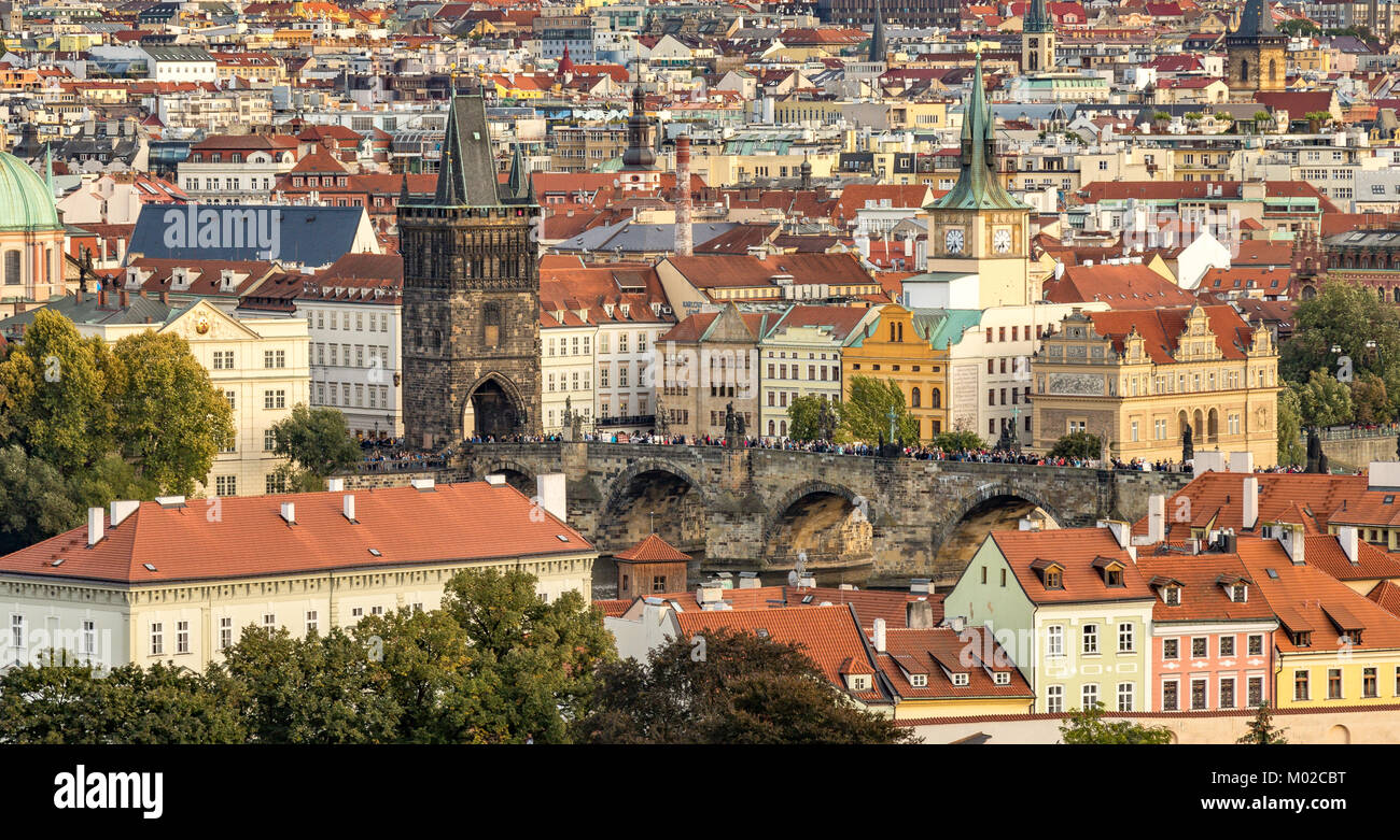 Prague with The Charles Bridge and Old Town Bridge Tower, Prague ...