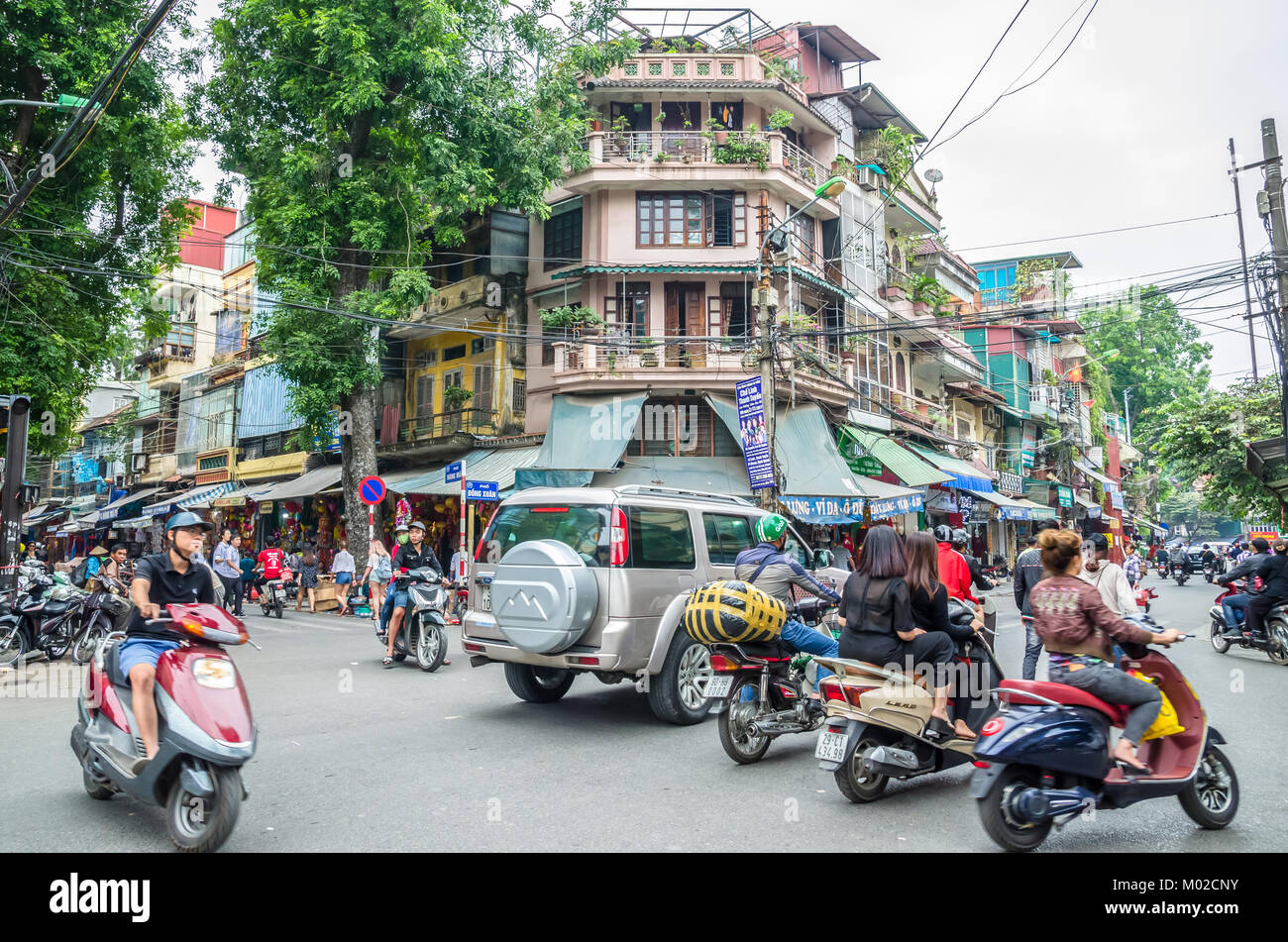 Hanoi,Vietnam - November 5,2017 : View of busy traffic in an ...