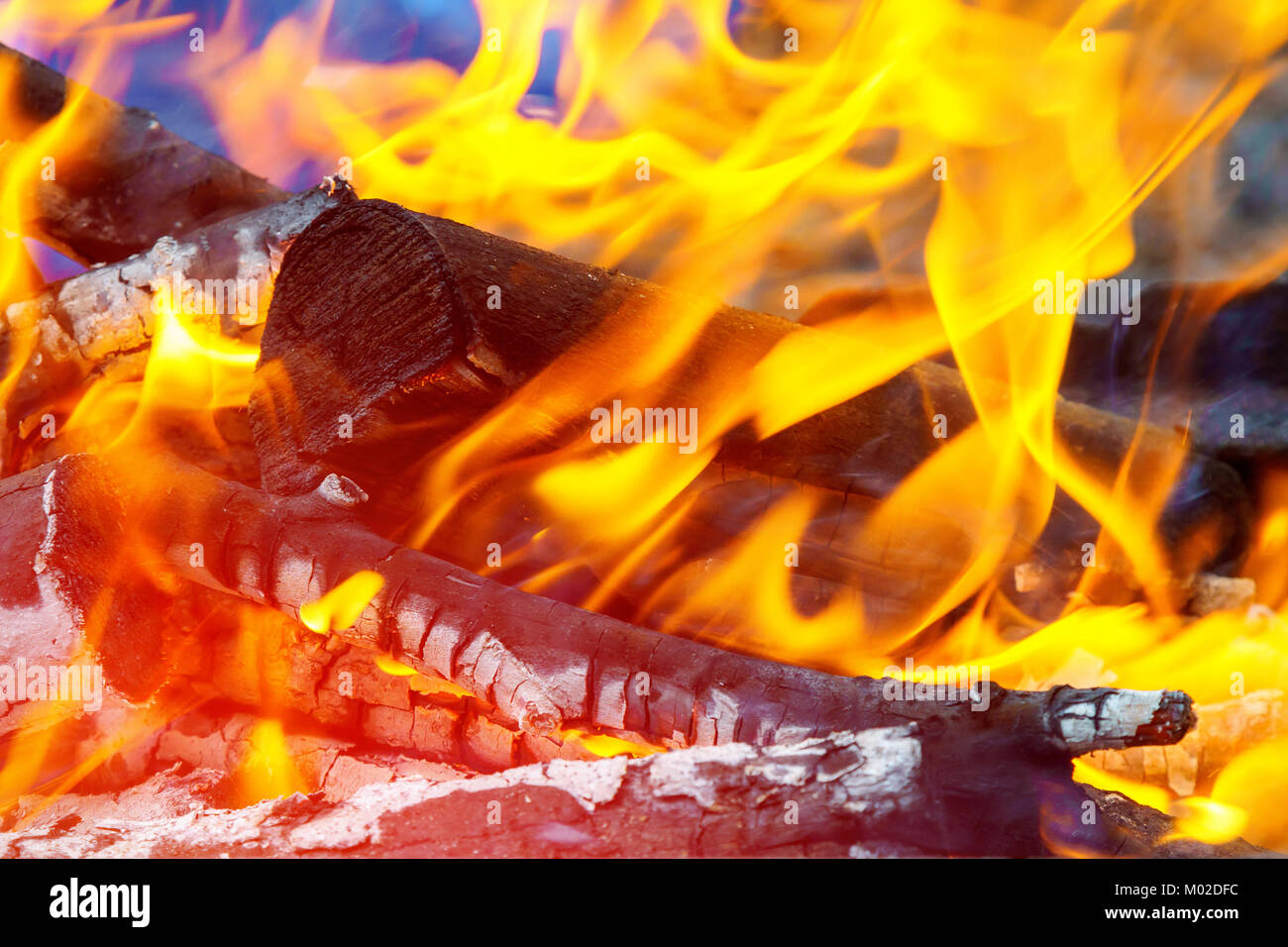 crest of flame on burning wood in fireplace fire wood grill Stock Photo ...