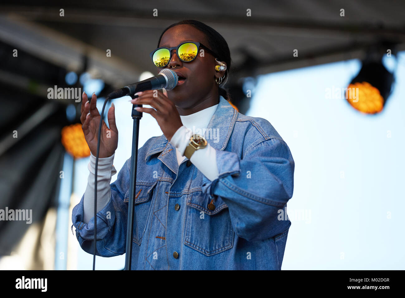 The Swedish singer and songwriter Sabina Ddumba performs a live concert ...