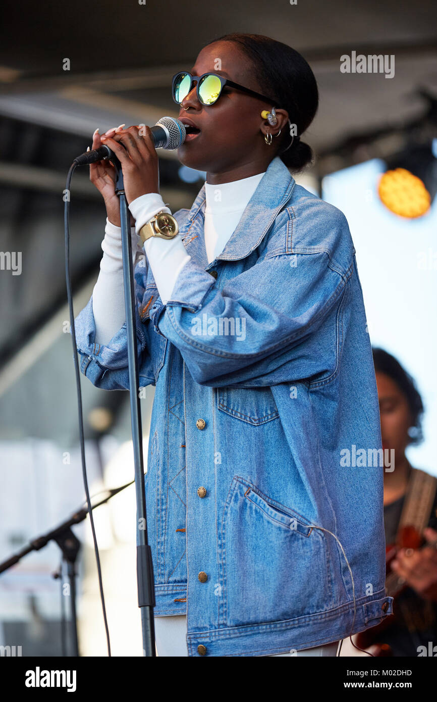 The Swedish singer and songwriter Sabina Ddumba performs a live concert ...