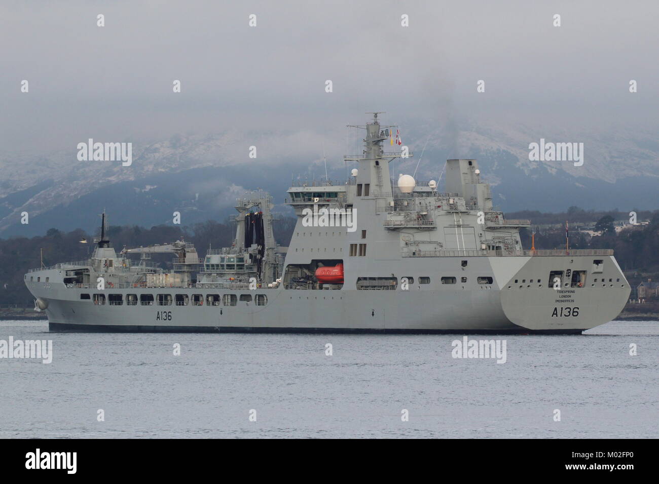 RFA Tidespring (A136), a Tide-class fast fleet tanker operated by the ...