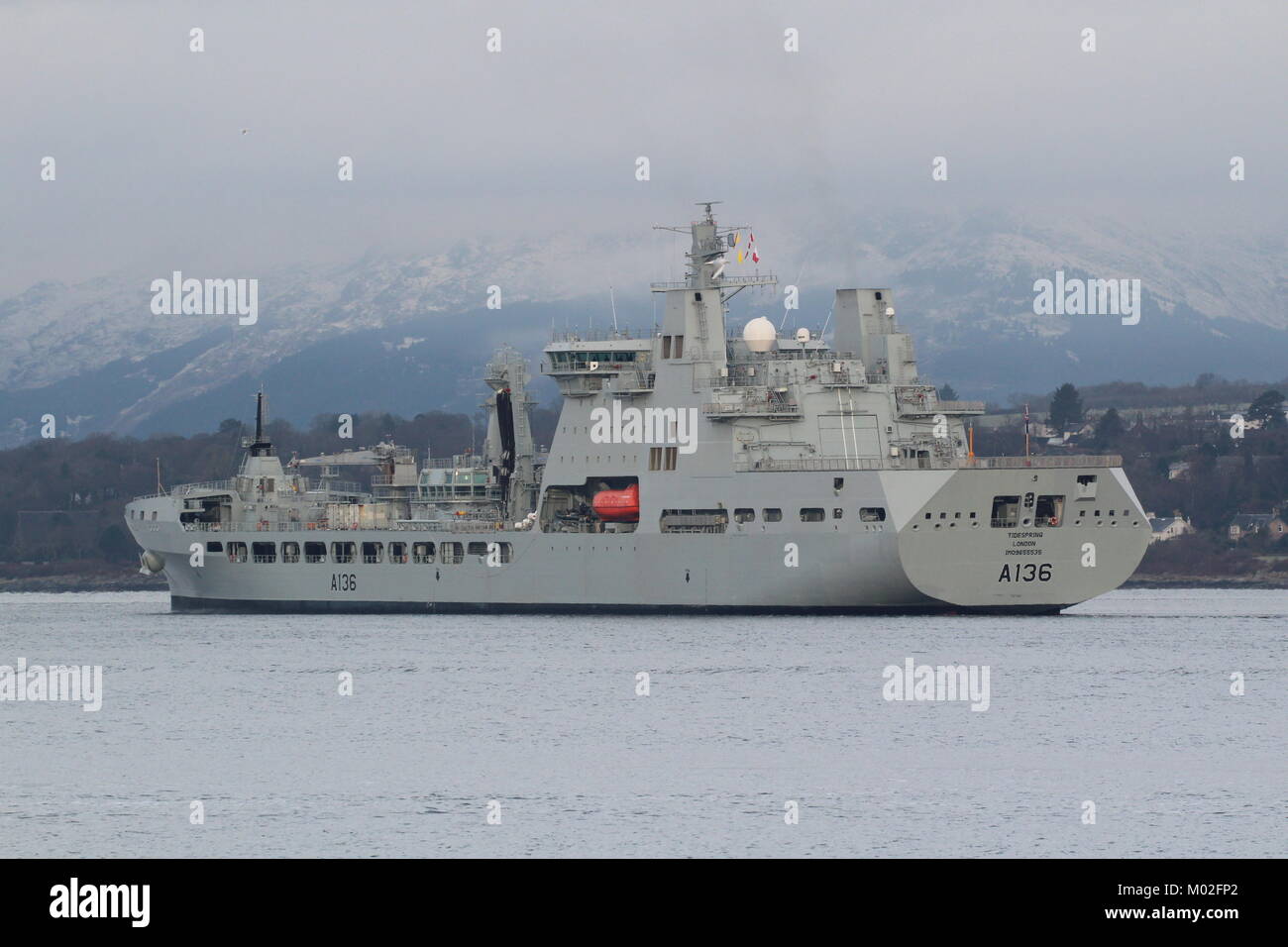 RFA Tidespring (A136), a Tide-class fast fleet tanker operated by the ...