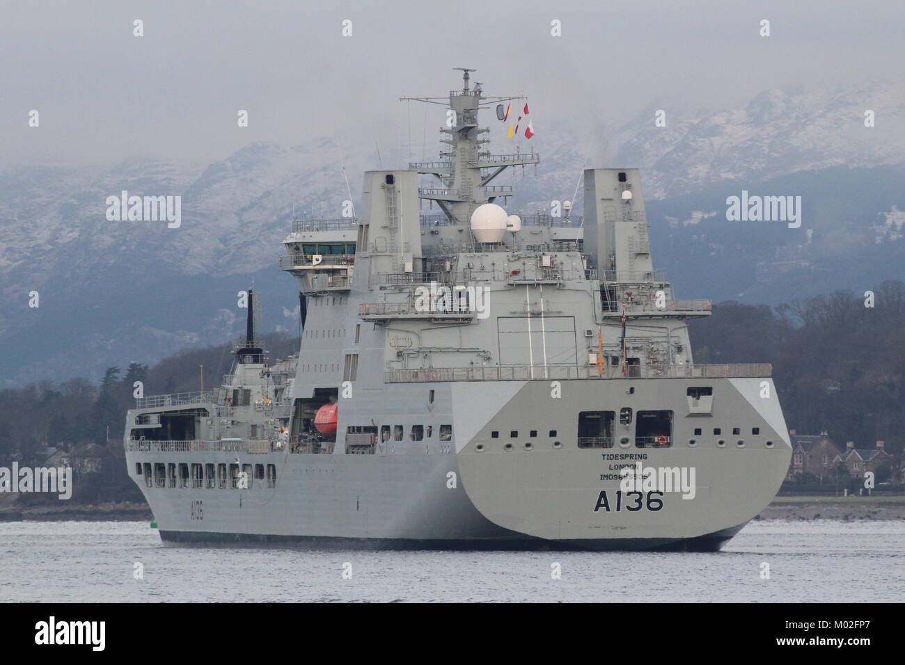 RFA Tidespring (A136), a Tide-class fast fleet tanker operated by the ...