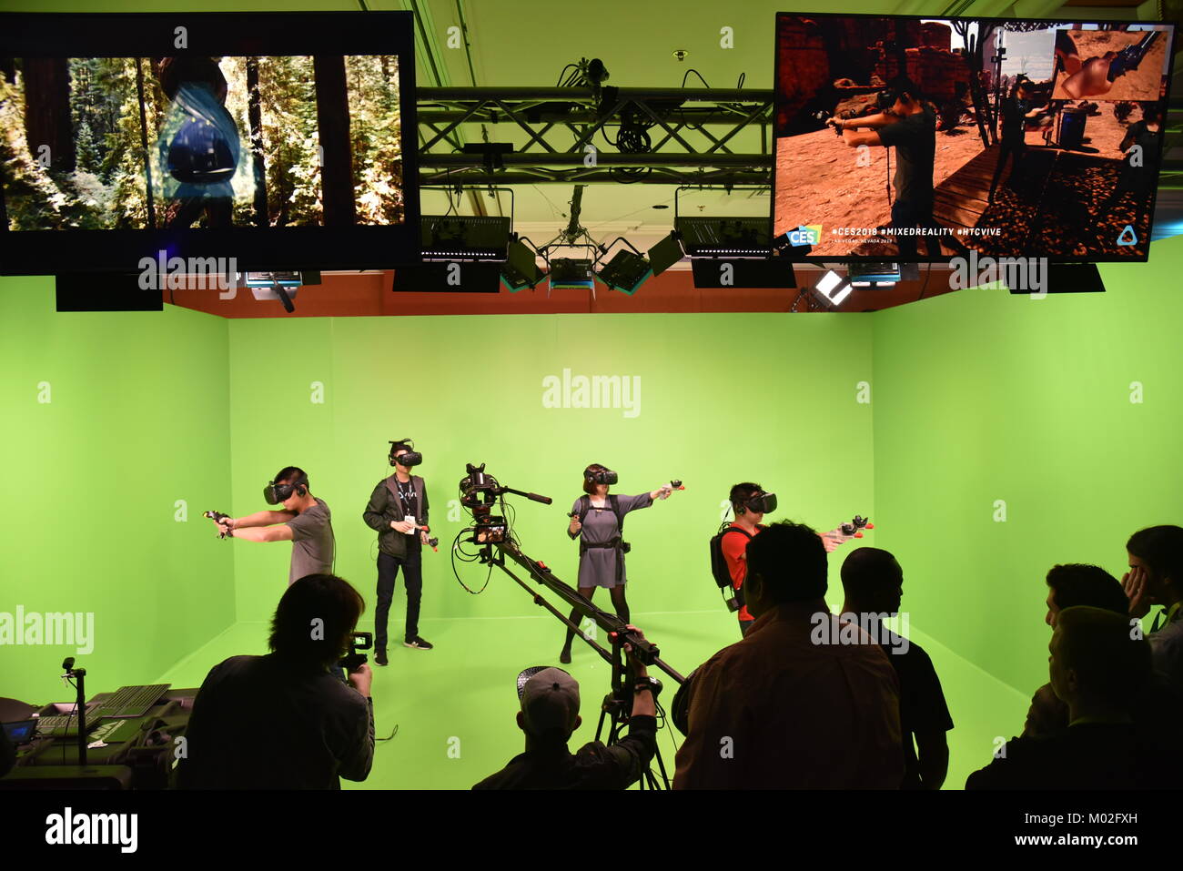 Mixed Reality - Virtual Reality demo in green screen room of HTC Vive ...