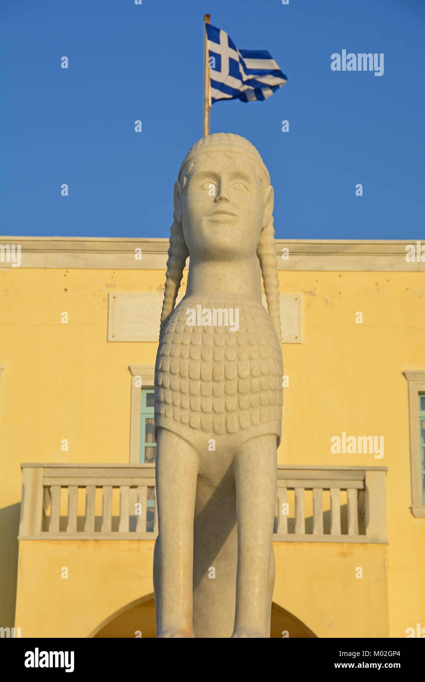 Copy of the 2500 year old statue of the Sphinx of Naxos symbol of ...