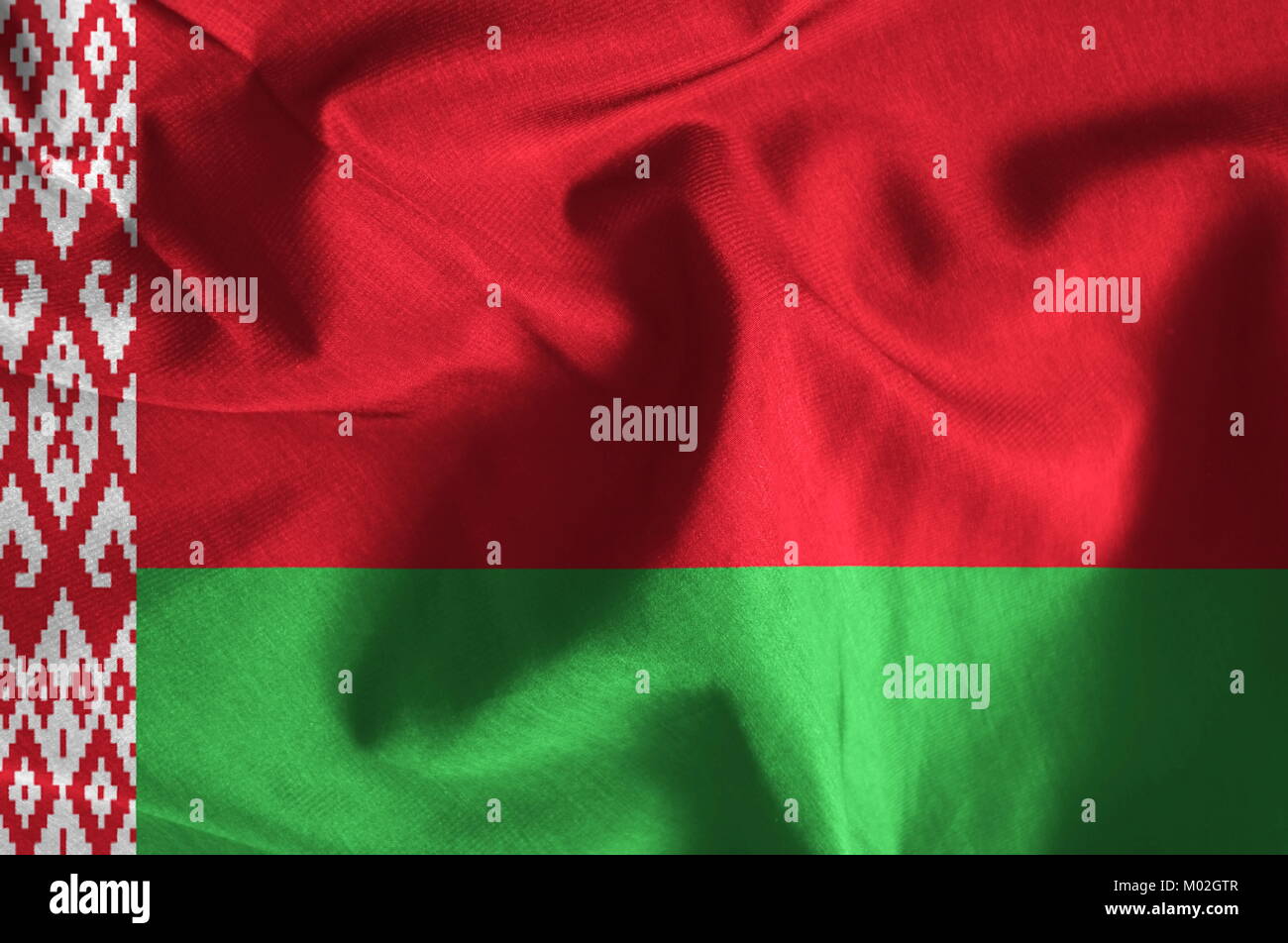 Waving flag of Belarus. Flag has real fabric texture Stock Photo - Alamy