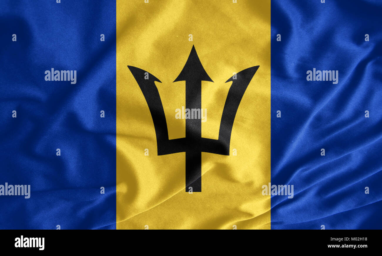 Waving colorful Barbados flag Stock Photo - Alamy
