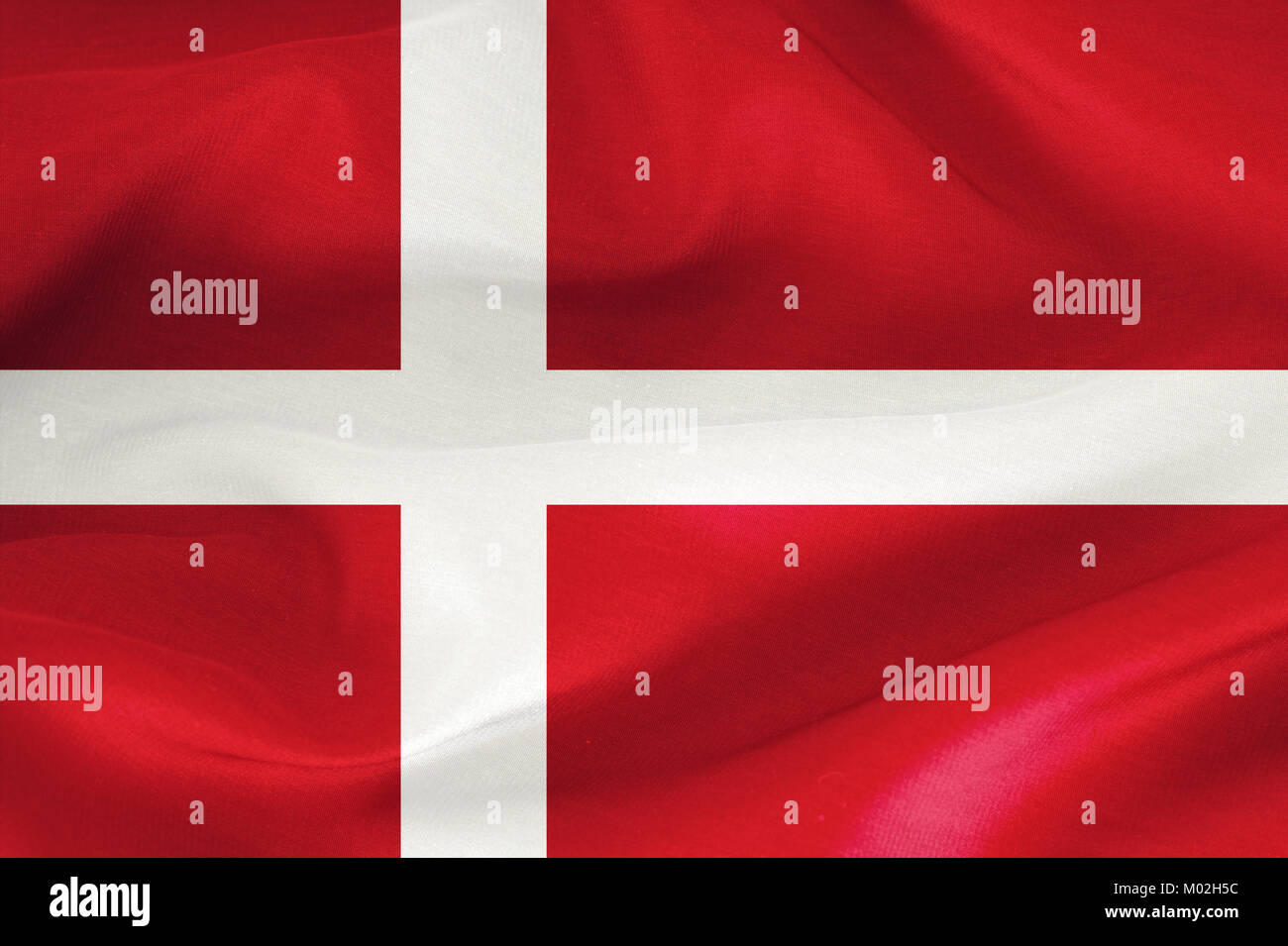 Denmark flag pattern on the fabric texture Stock Photo - Alamy