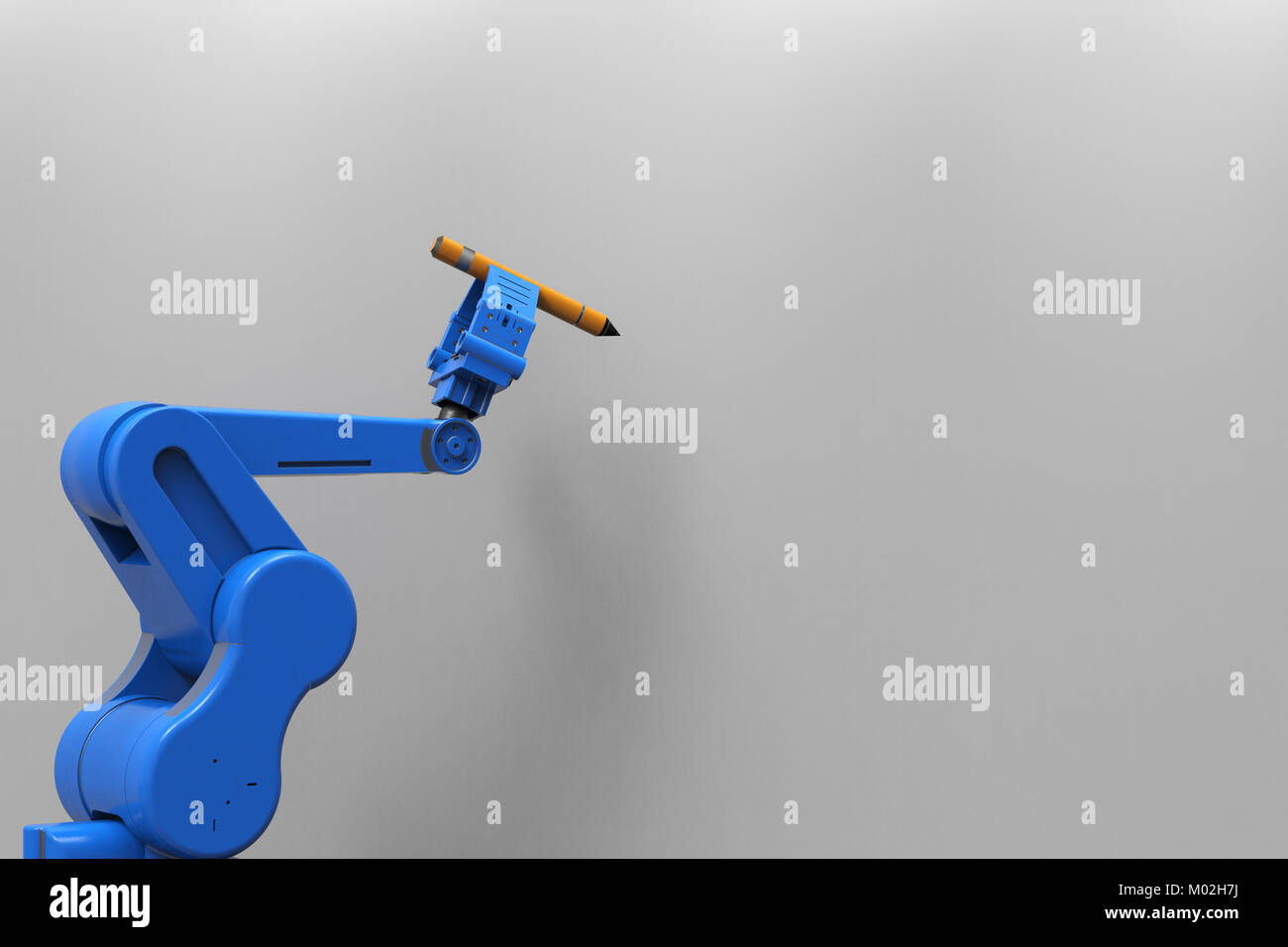 3d rendering robot arm holding pen with blank wall Stock Photo - Alamy