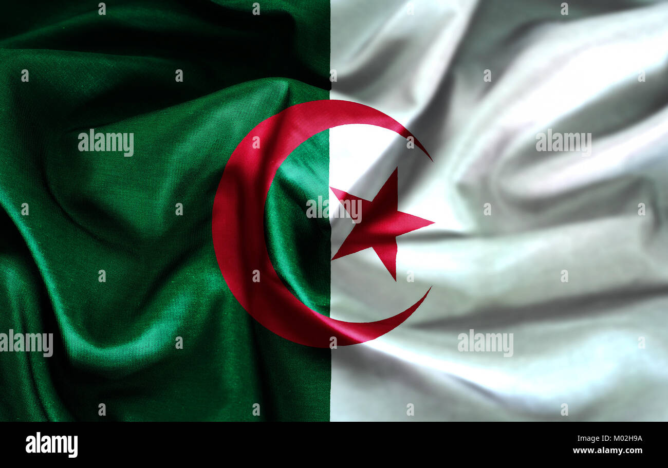 Algeria flag pattern on the fabric texture ,vintage style Stock Photo ...