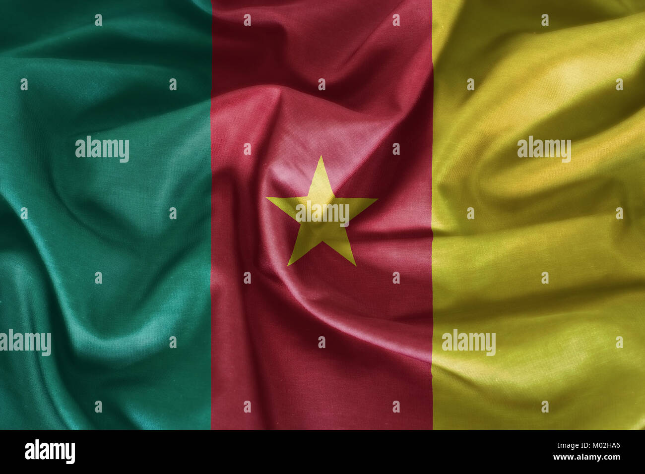 Cameroon flag pattern on the fabric texture ,vintage style Stock Photo ...