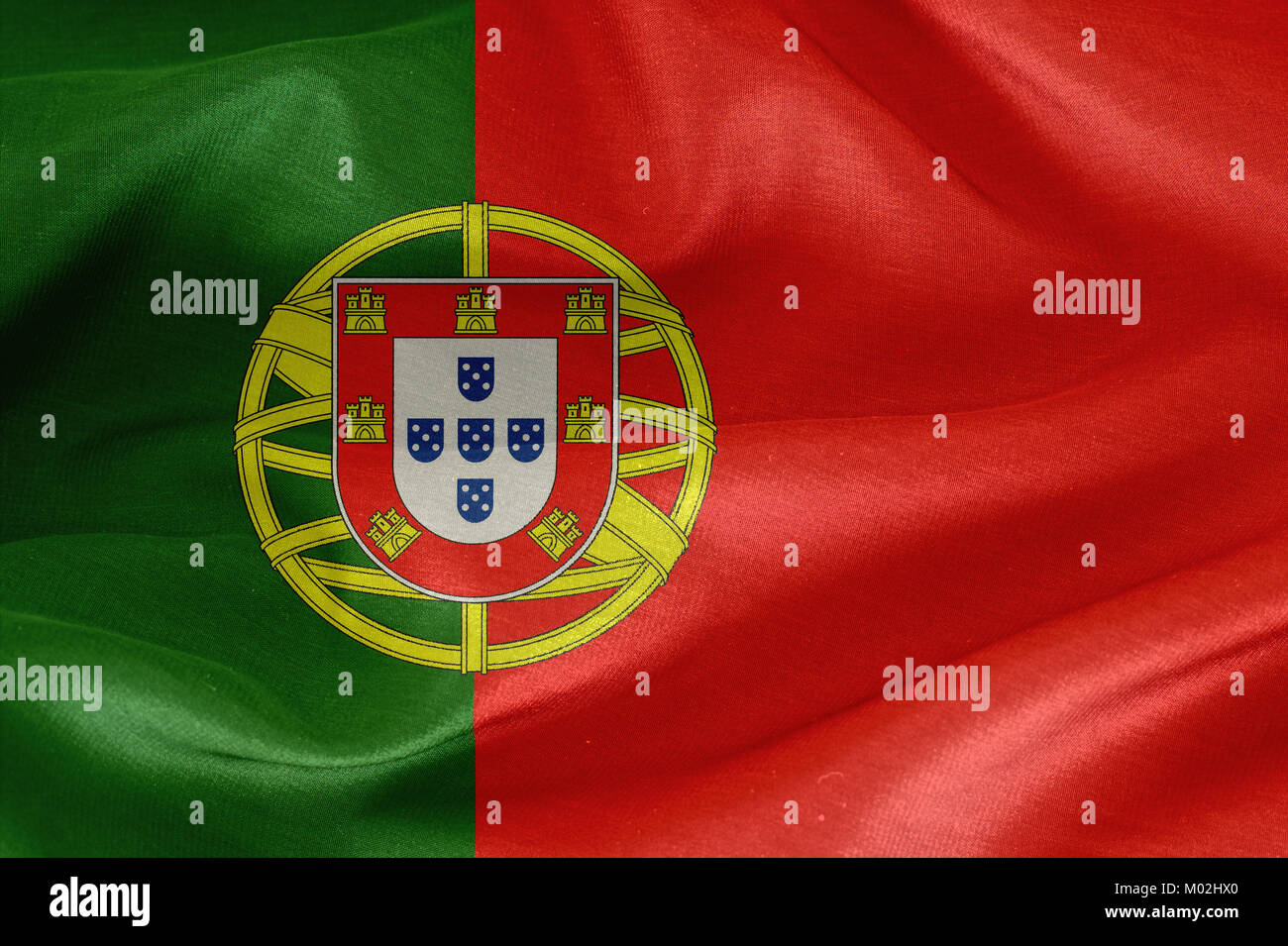 Portugal flag pattern on the fabric texture Stock Photo - Alamy