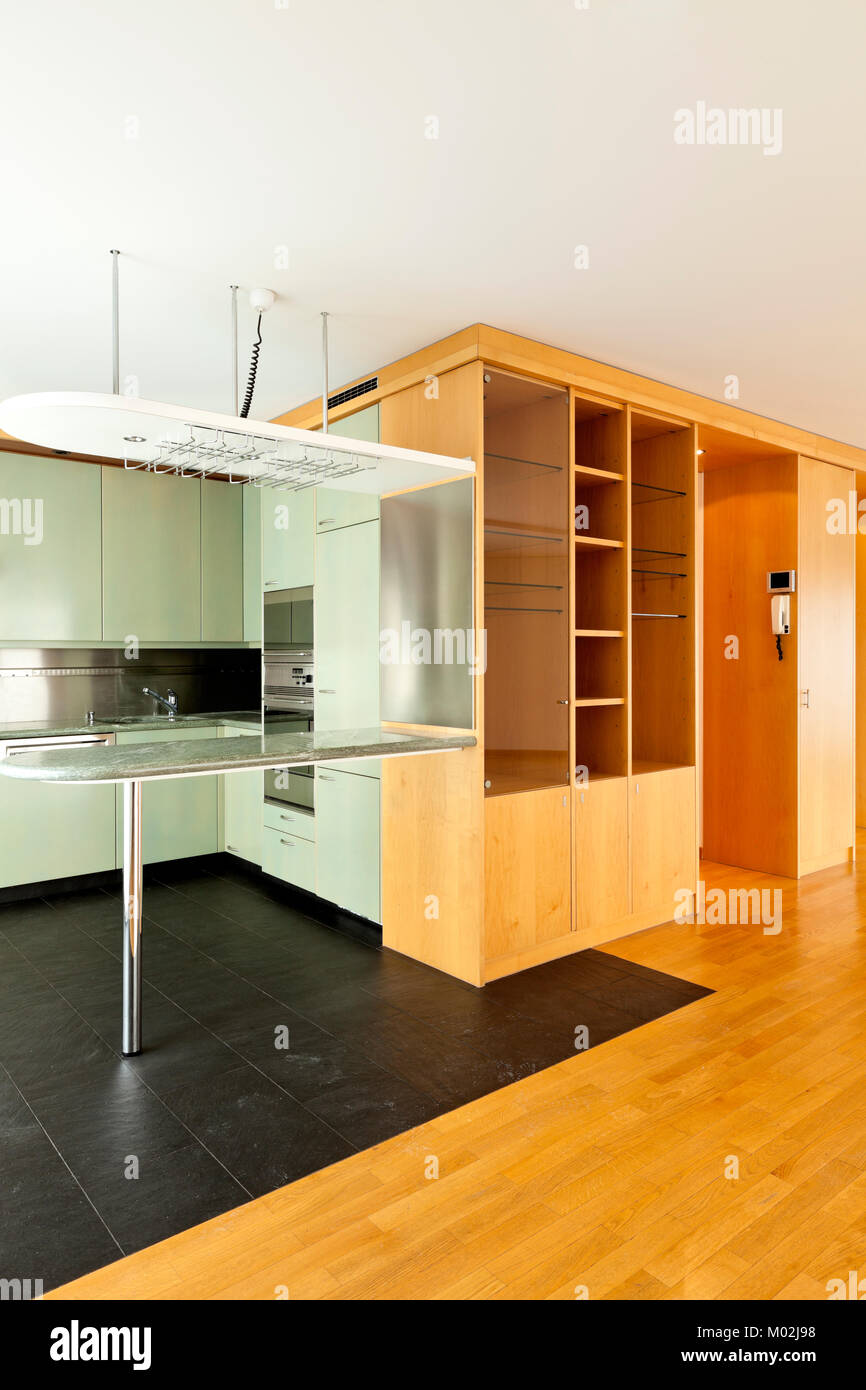 beautiful apartment interior, open space, kitchen view Stock Photo - Alamy