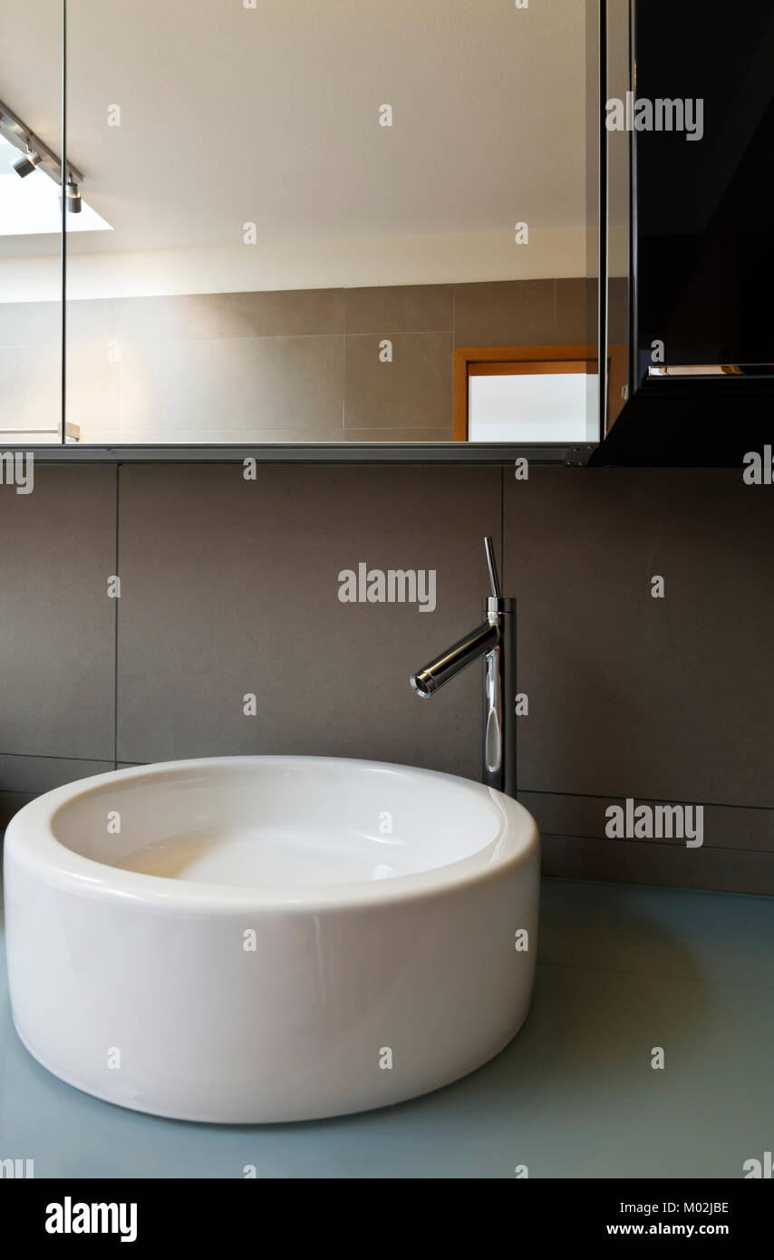 beautiful apartment, interior, bathroom, sink and mirror Stock Photo ...