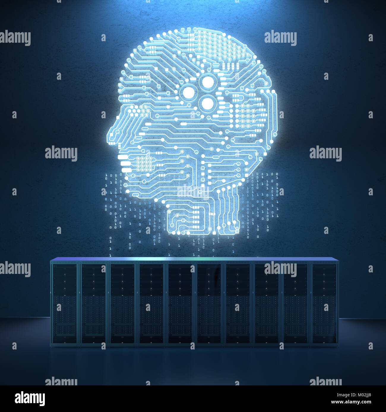 3d rendering server computer with circuit brain Stock Photo - Alamy