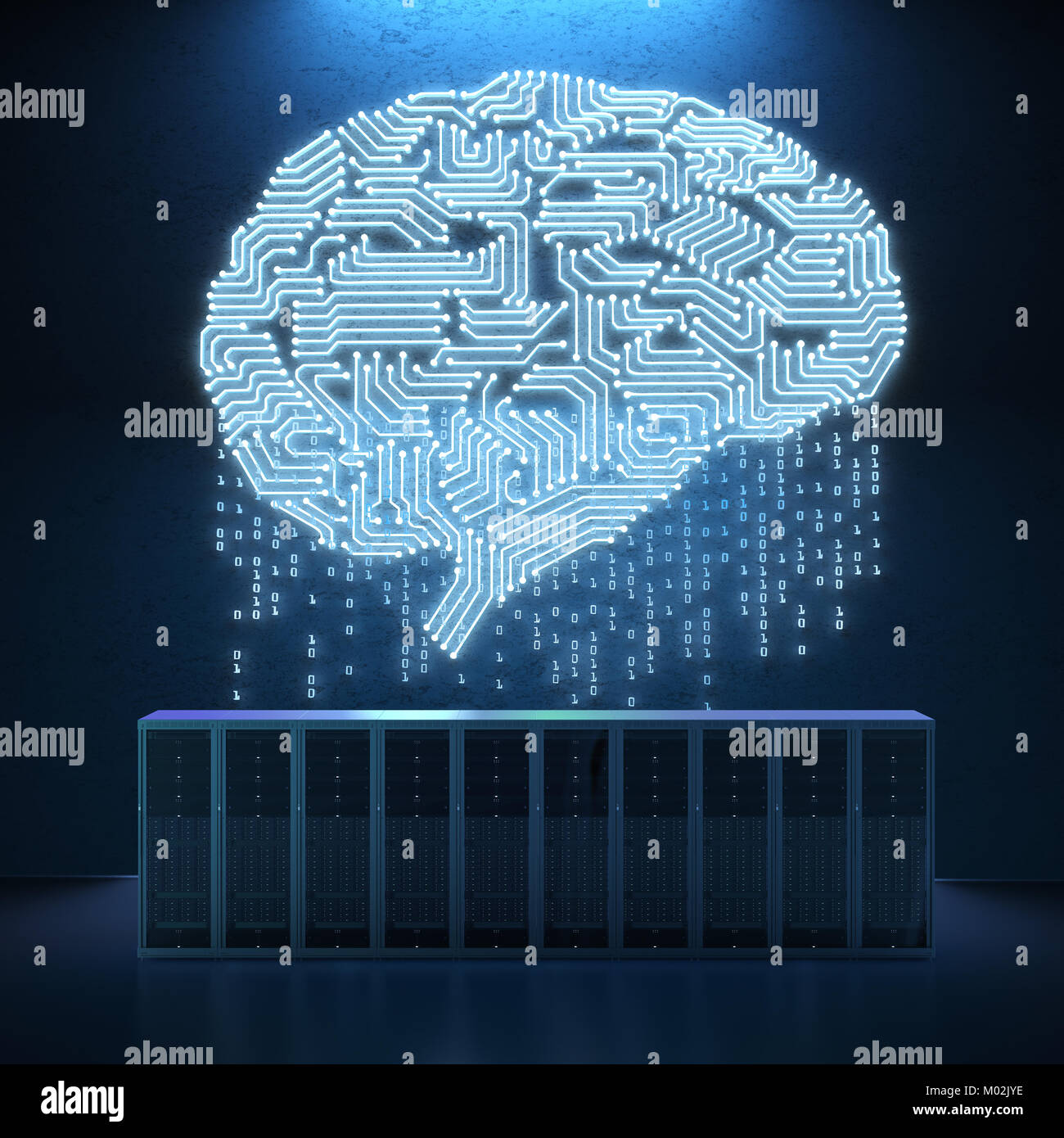 3d rendering server computer with circuit brain Stock Photo - Alamy