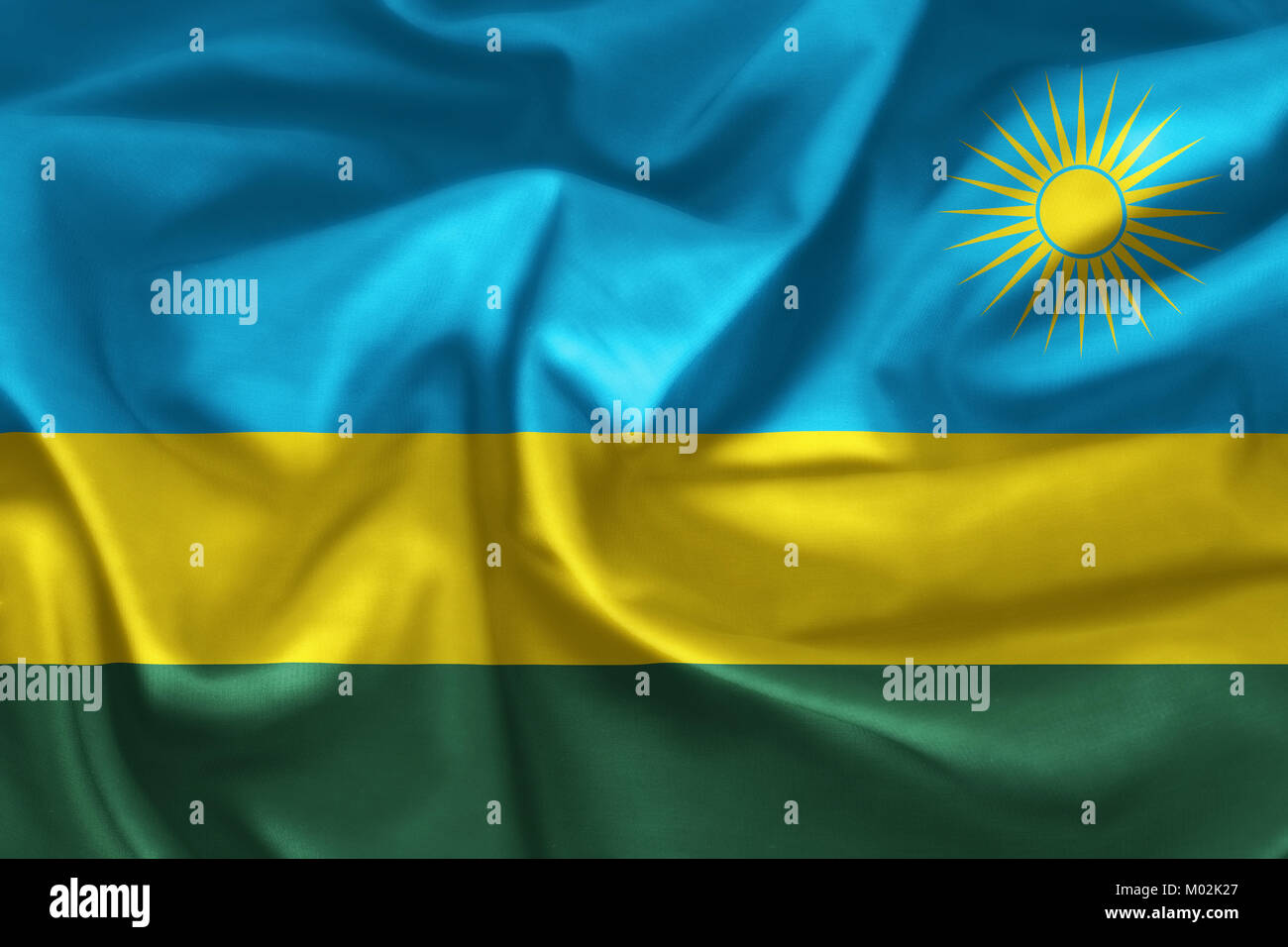 Rwanda flag pattern on the fabric texture Stock Photo - Alamy