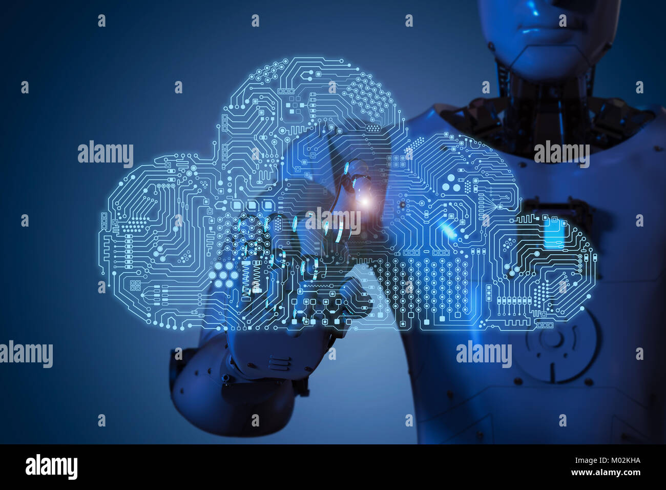 3d rendering circuit cloud with humanoid robot Stock Photo - Alamy