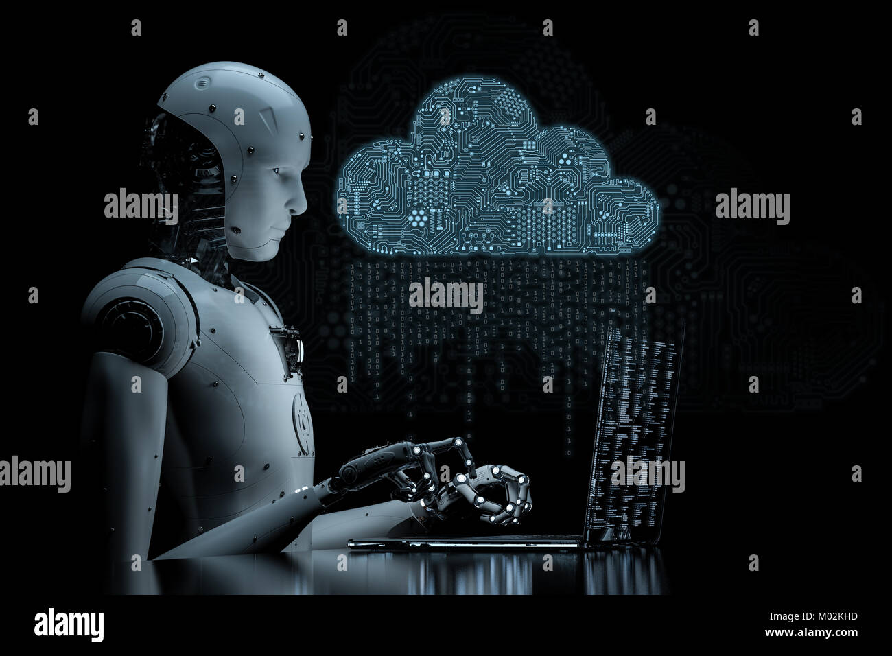 3d rendering circuit cloud with humanoid robot Stock Photo - Alamy