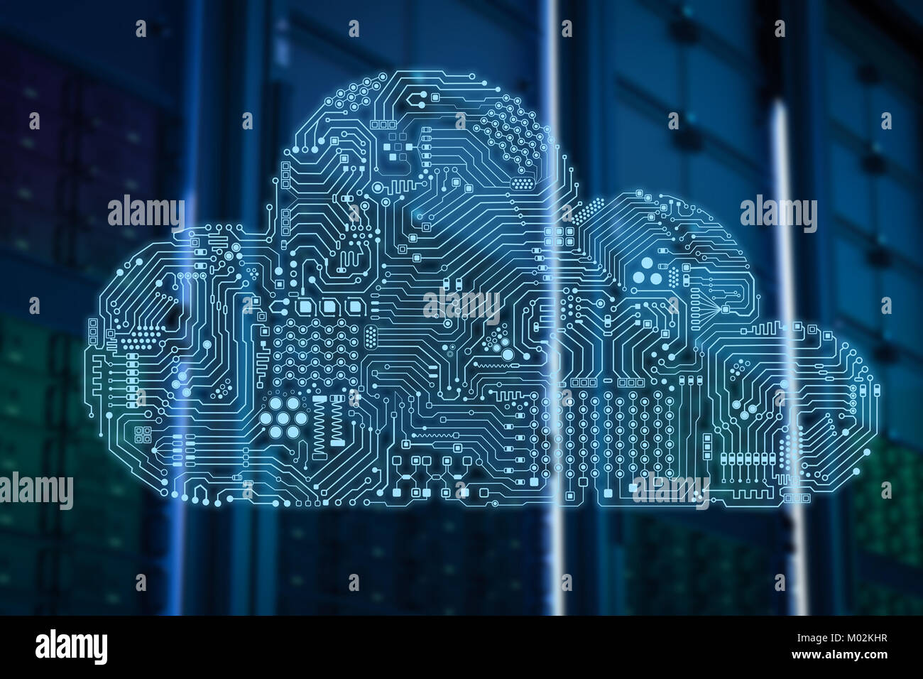 3d rendering circuit cloud with server computer Stock Photo - Alamy