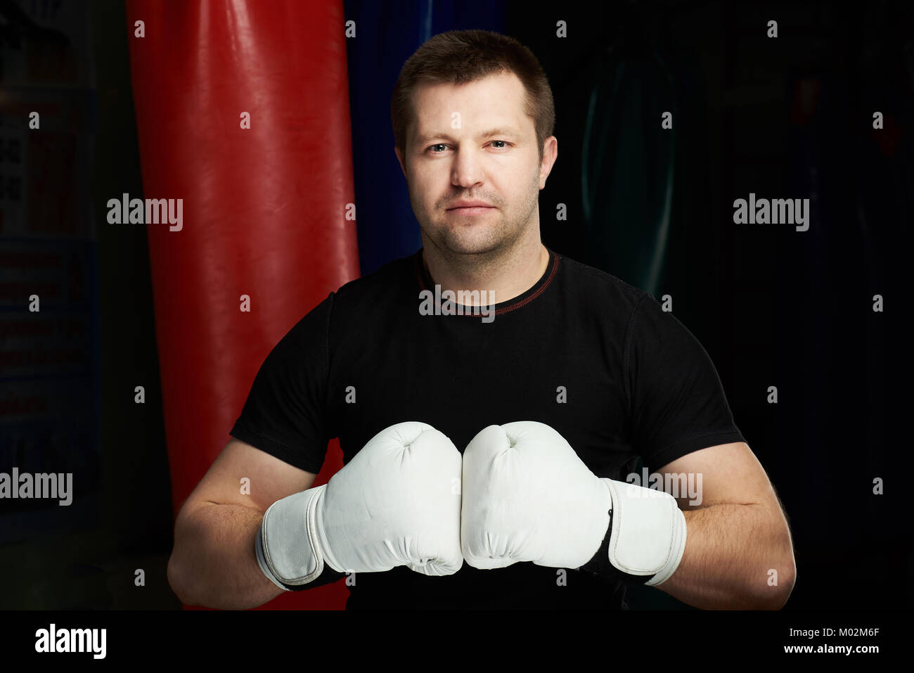 Male boxing sportmen portrait on modern gym background Stock Photo - Alamy