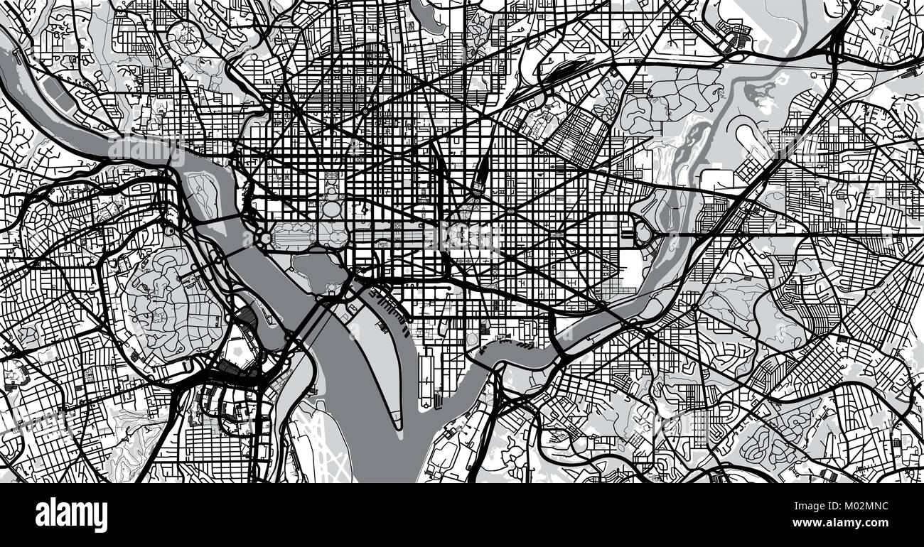 Urban vector city map of Washington D.C, USA Stock Vector Image & Art ...