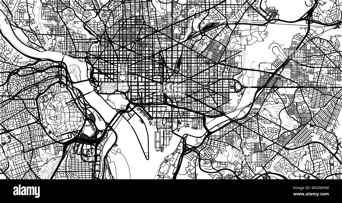Urban vector city map of Washington D.C, USA Stock Vector Image & Art ...