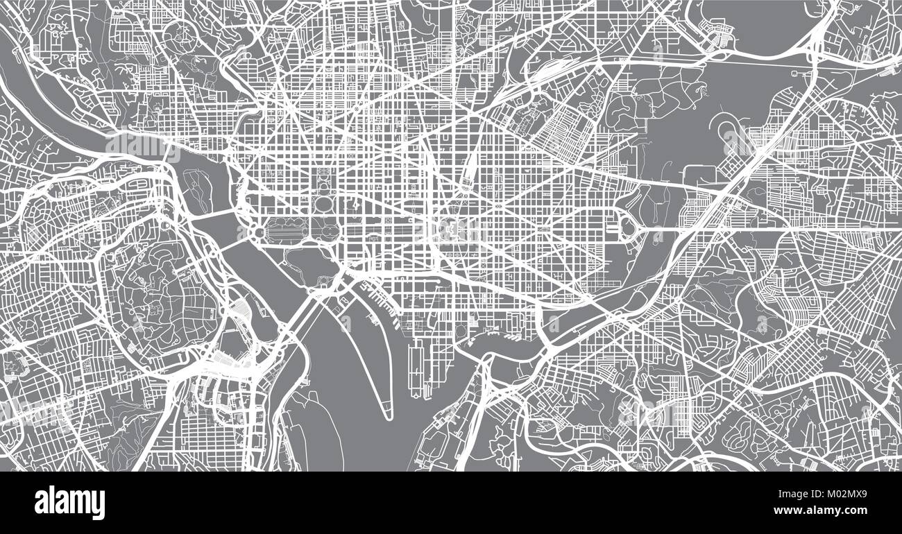 Urban vector city map of Washington D.C, USA Stock Vector Image & Art ...