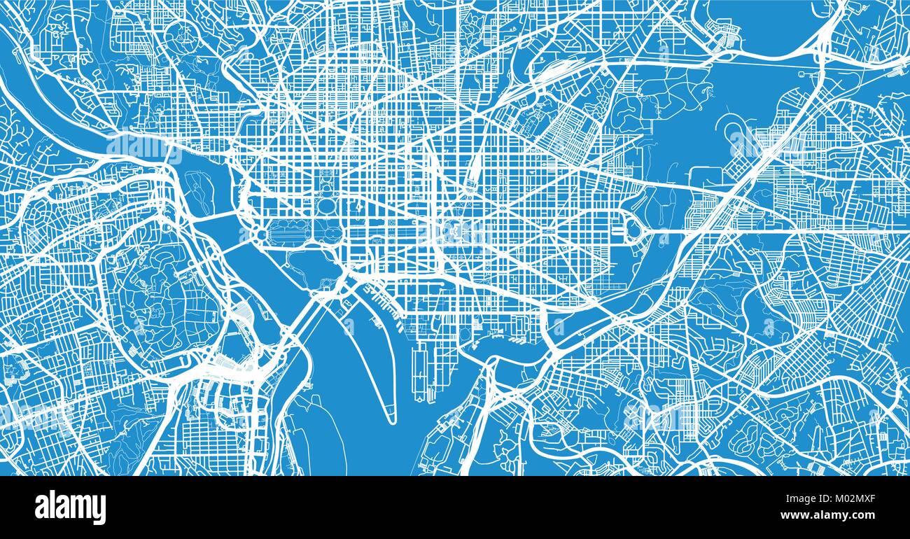 Urban vector city map of Washington D.C, USA Stock Vector Image & Art ...