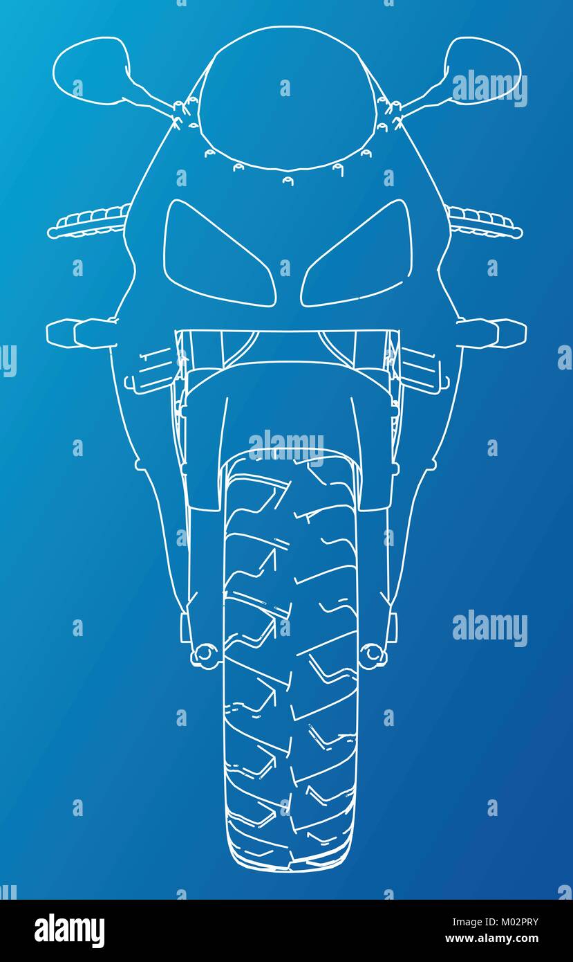 Sport motorcycle technical wire-frame. Vector illustration. Tracing ...