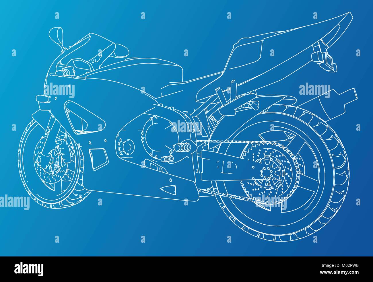 Sport motorcycle technical wire-frame. EPS10 format. Vector created of ...