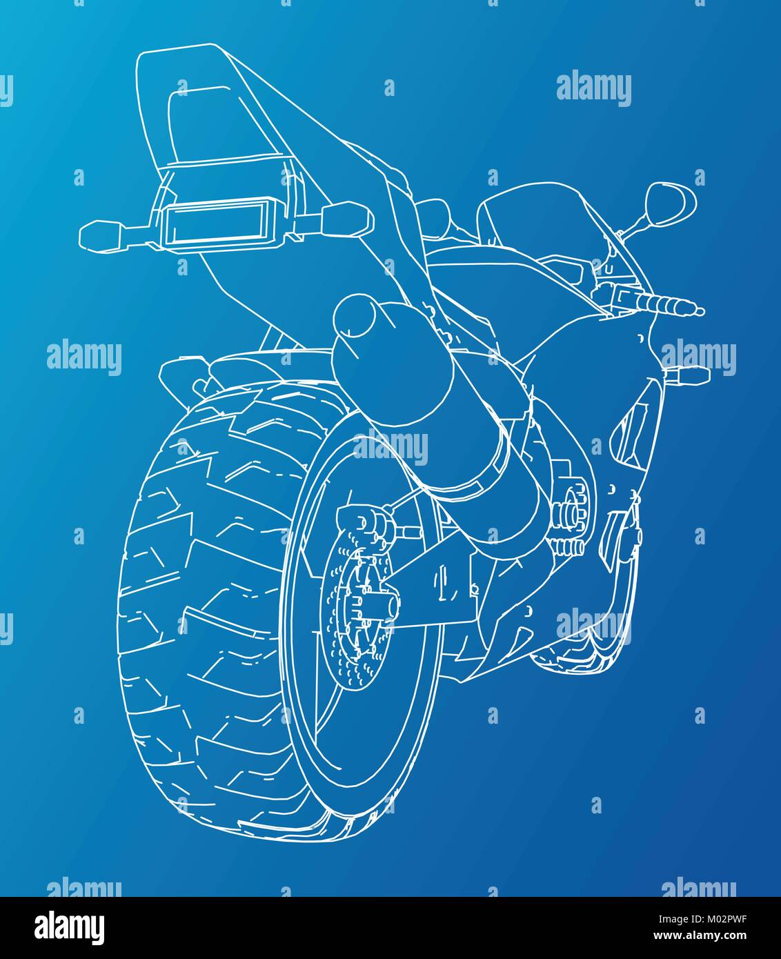 Sport motorcycle technical wire-frame. Vector illustration. Tracing ...