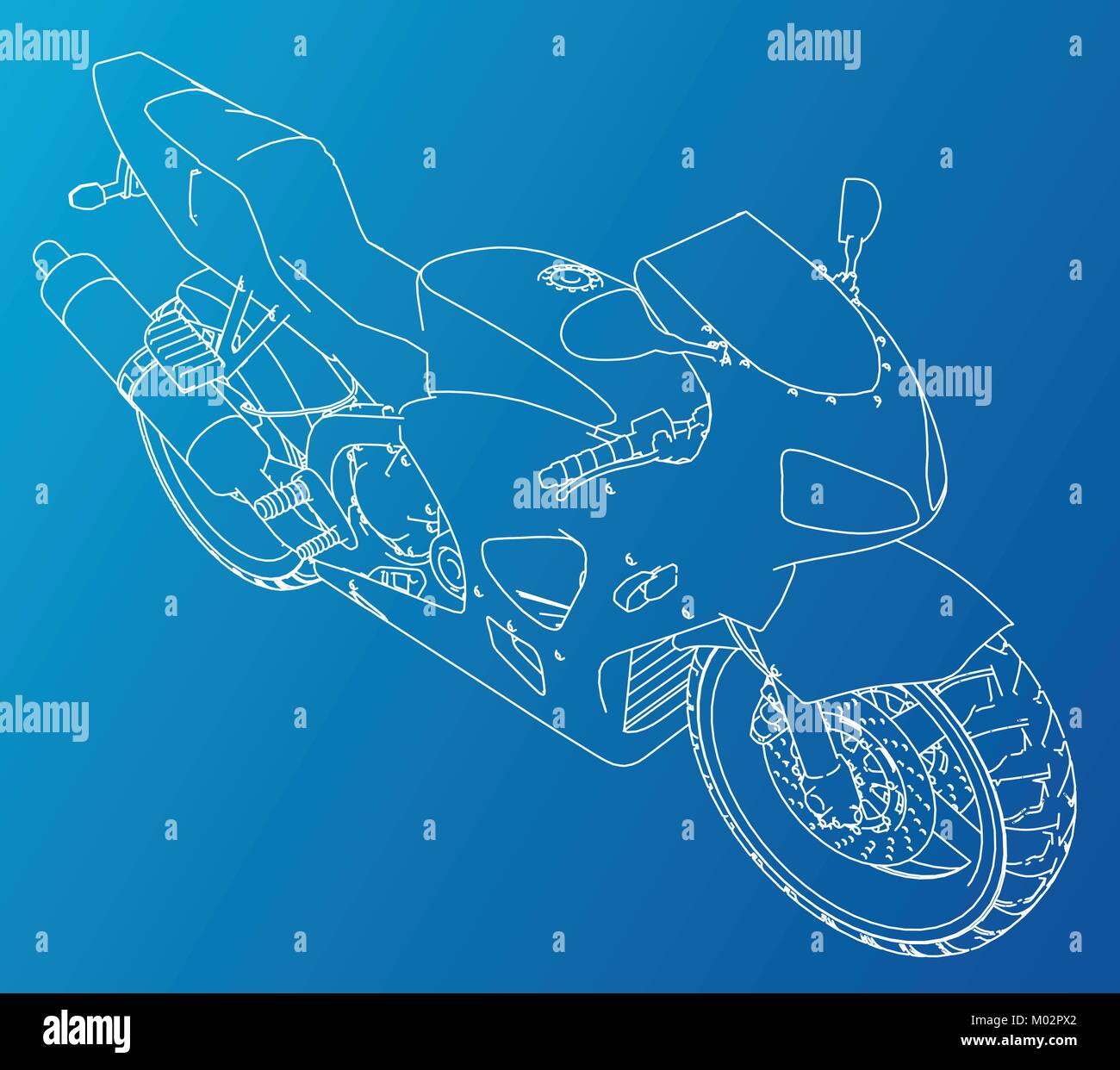 Sport motorcycle technical wire-frame. Vector illustration. Tracing ...