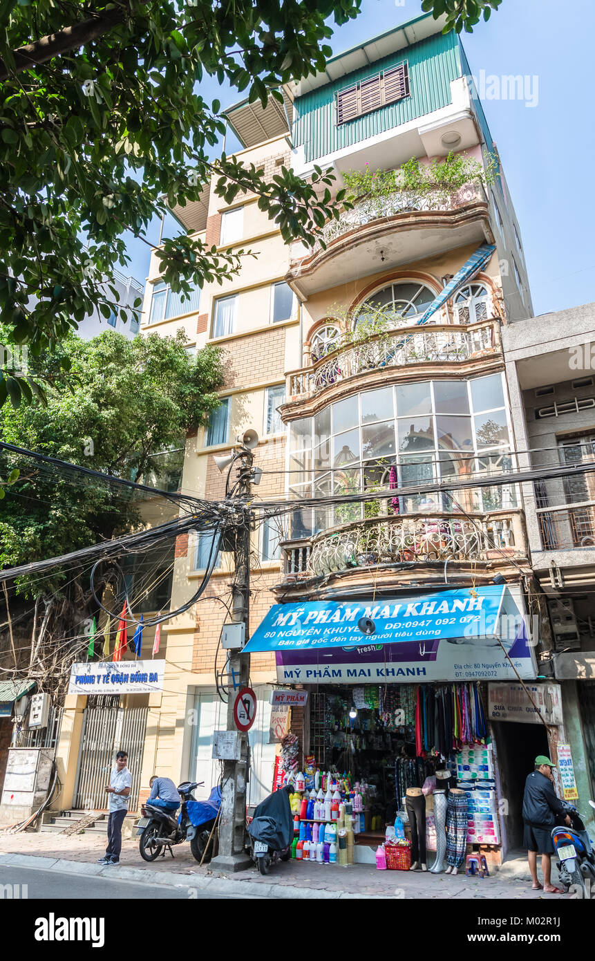 Hanoi,Vietnam - October 31,2017 : View of ancient building in Hanoi Old ...