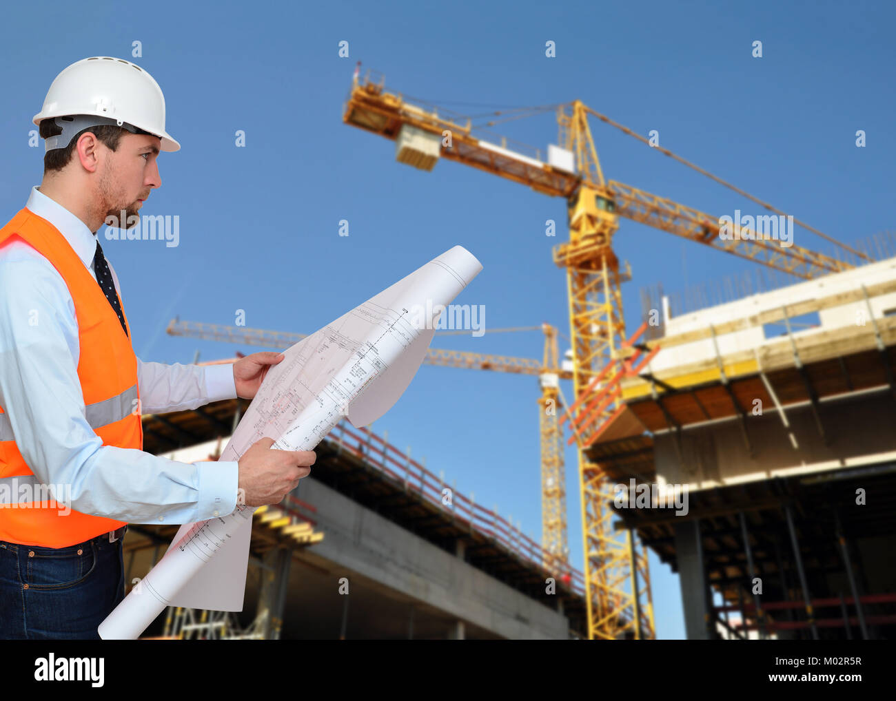 construction manager/ engineer planning house construction Stock Photo ...